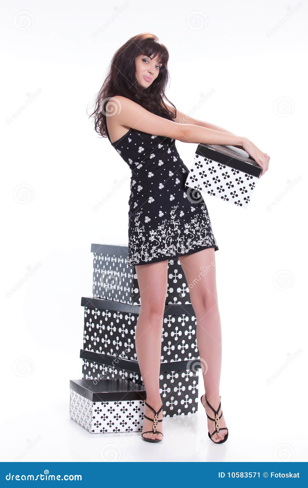 Young Beautiful Woman with Boxes Stock Image - Image of beautiful ...