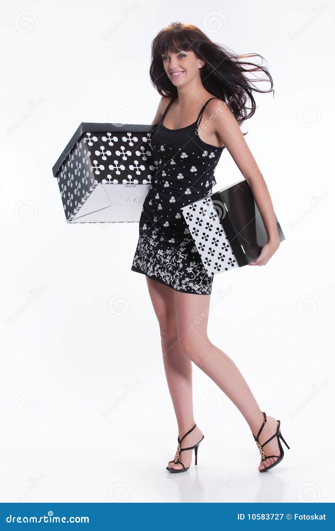 Young Beautiful Woman with Boxes Stock Image - Image of case, model ...