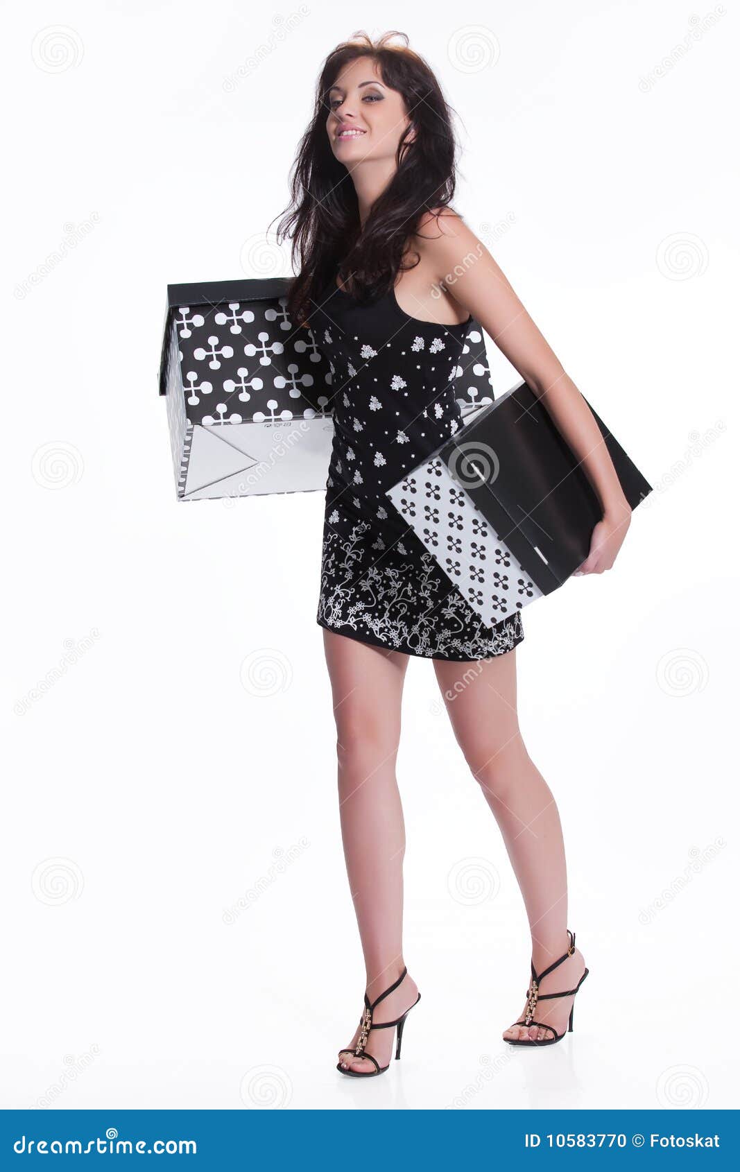 Young Beautiful Woman with Boxes Stock Photo - Image of beauty ...