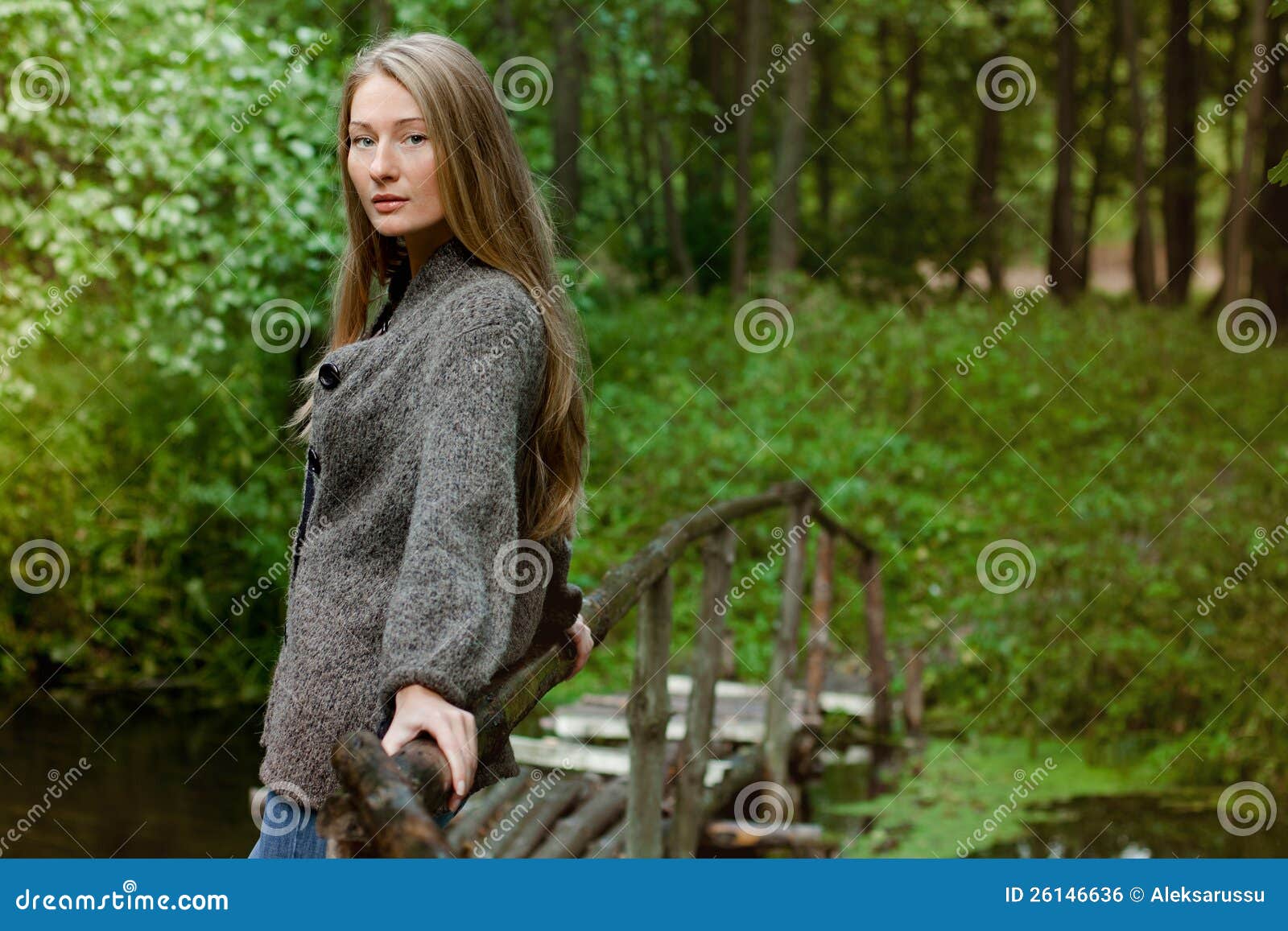 Young Beautiful Woman on the Brige Stock Photo - Image of blond, summer ...
