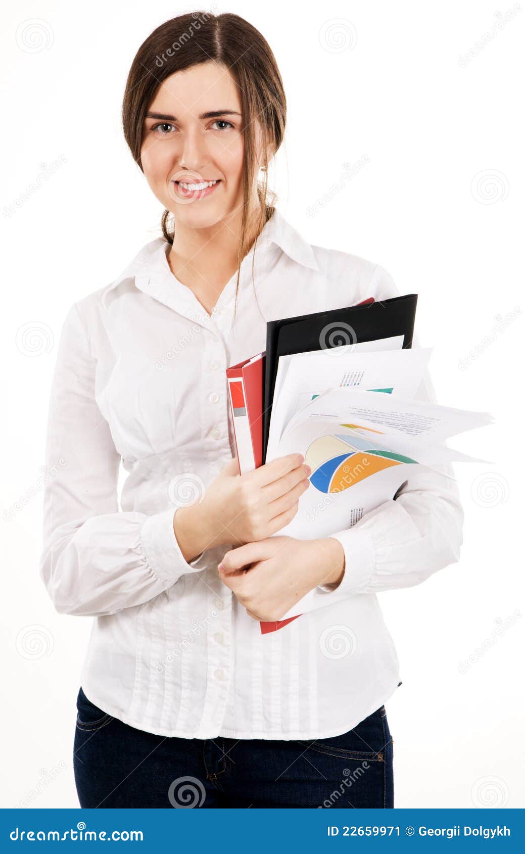 Young Beautiful Woman with Business Documents Stock Image - Image of ...