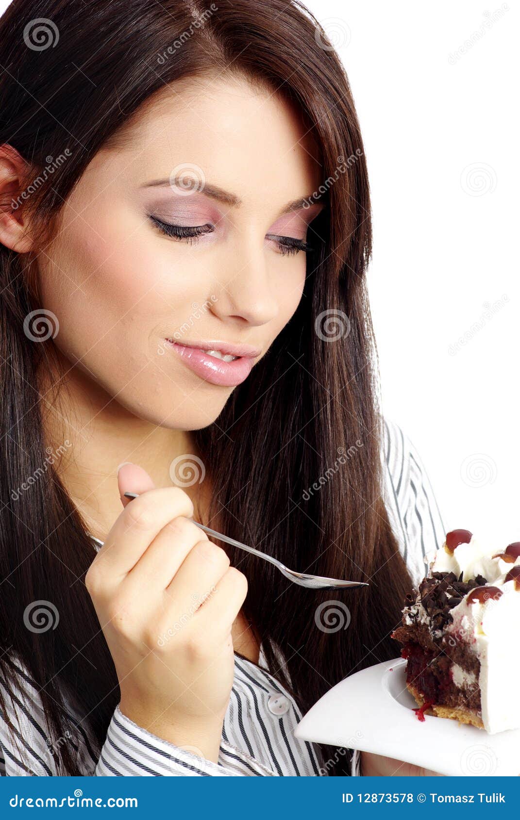 Young Beautiful Woman with a Cake. Stock Photo - Image of closeup ...