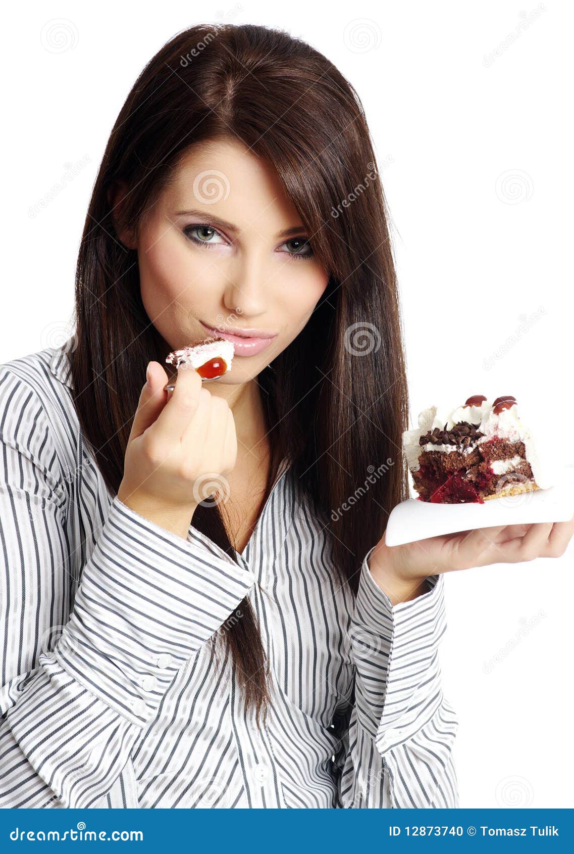 Young Beautiful Woman with a Cake. Stock Photo - Image of taste, food ...