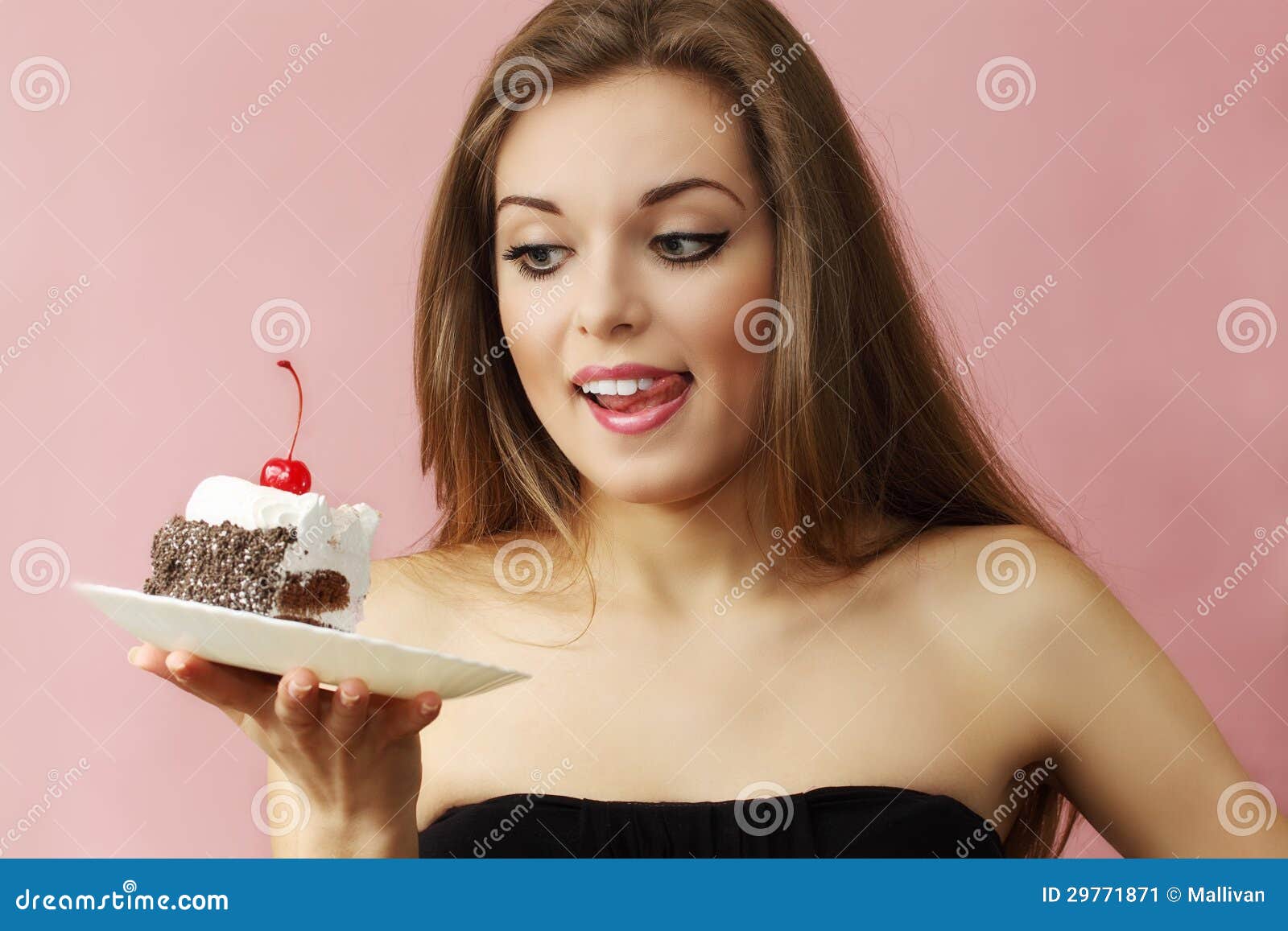 Woman with a cake stock image. Image of isolated, female - 29771871