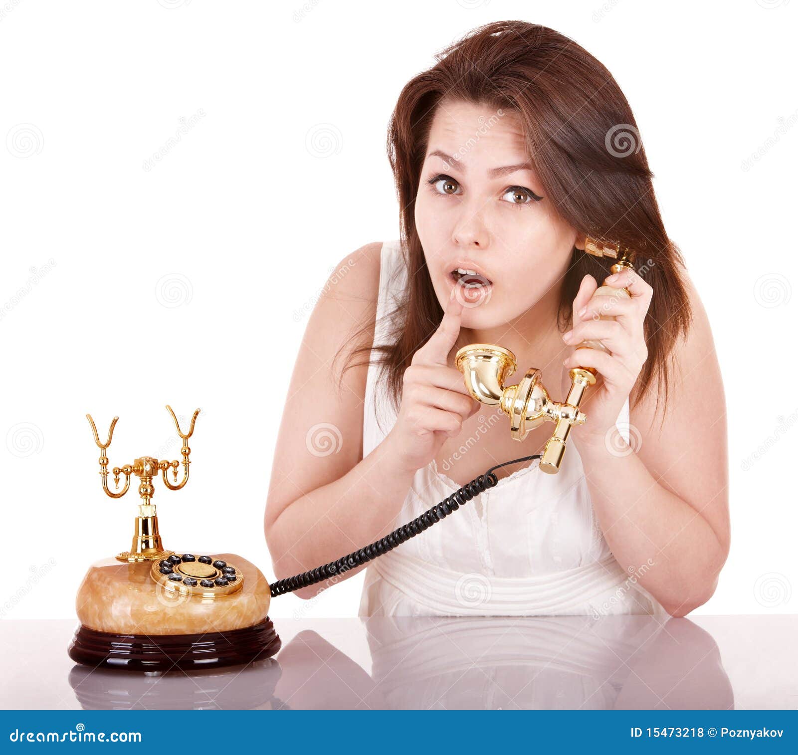 Young Beautiful Woman Calling by Phone. Stock Photo - Image of emotion ...