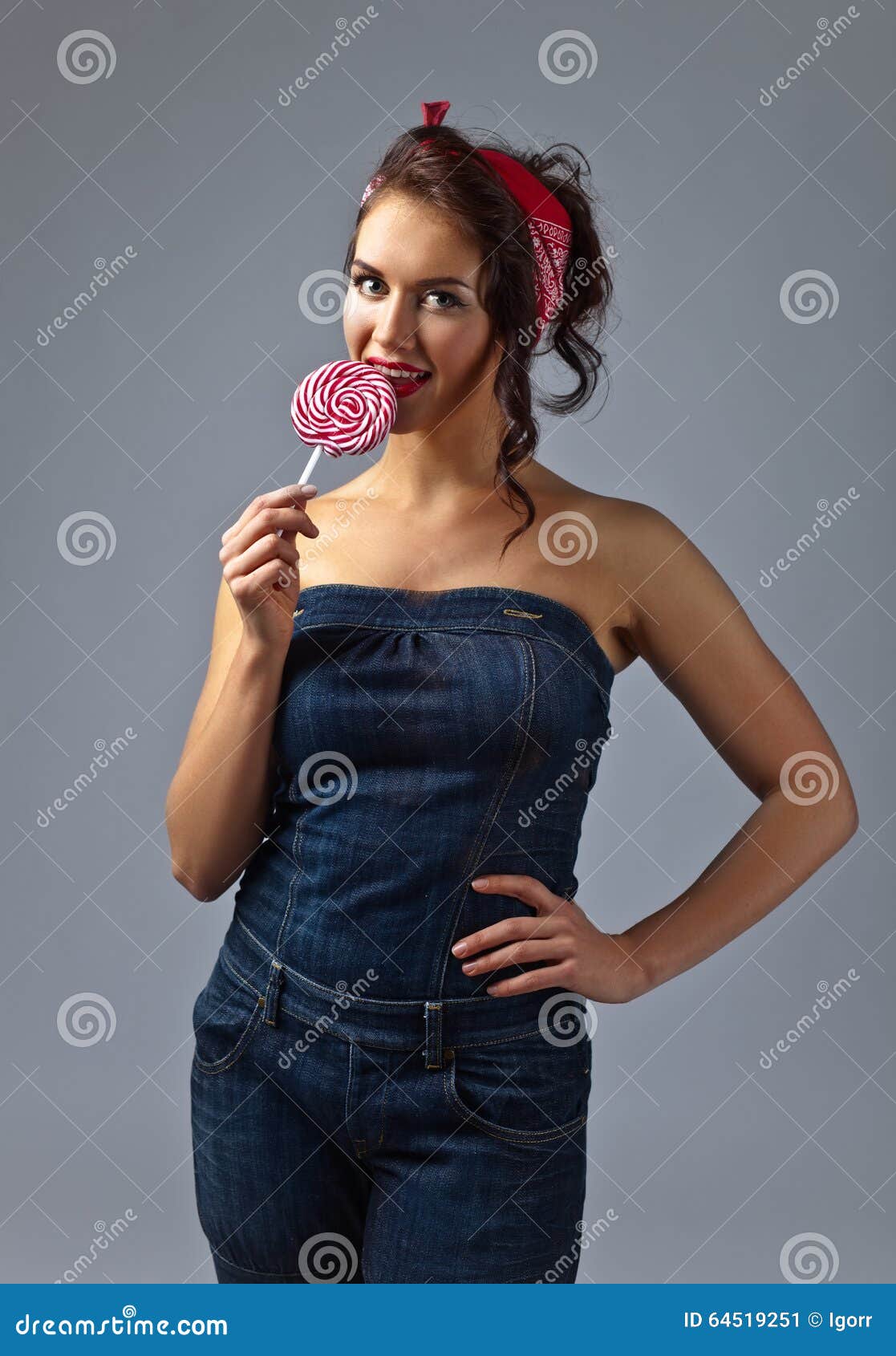 Young Beautiful Woman with Candy Stock Image - Image of person, color ...