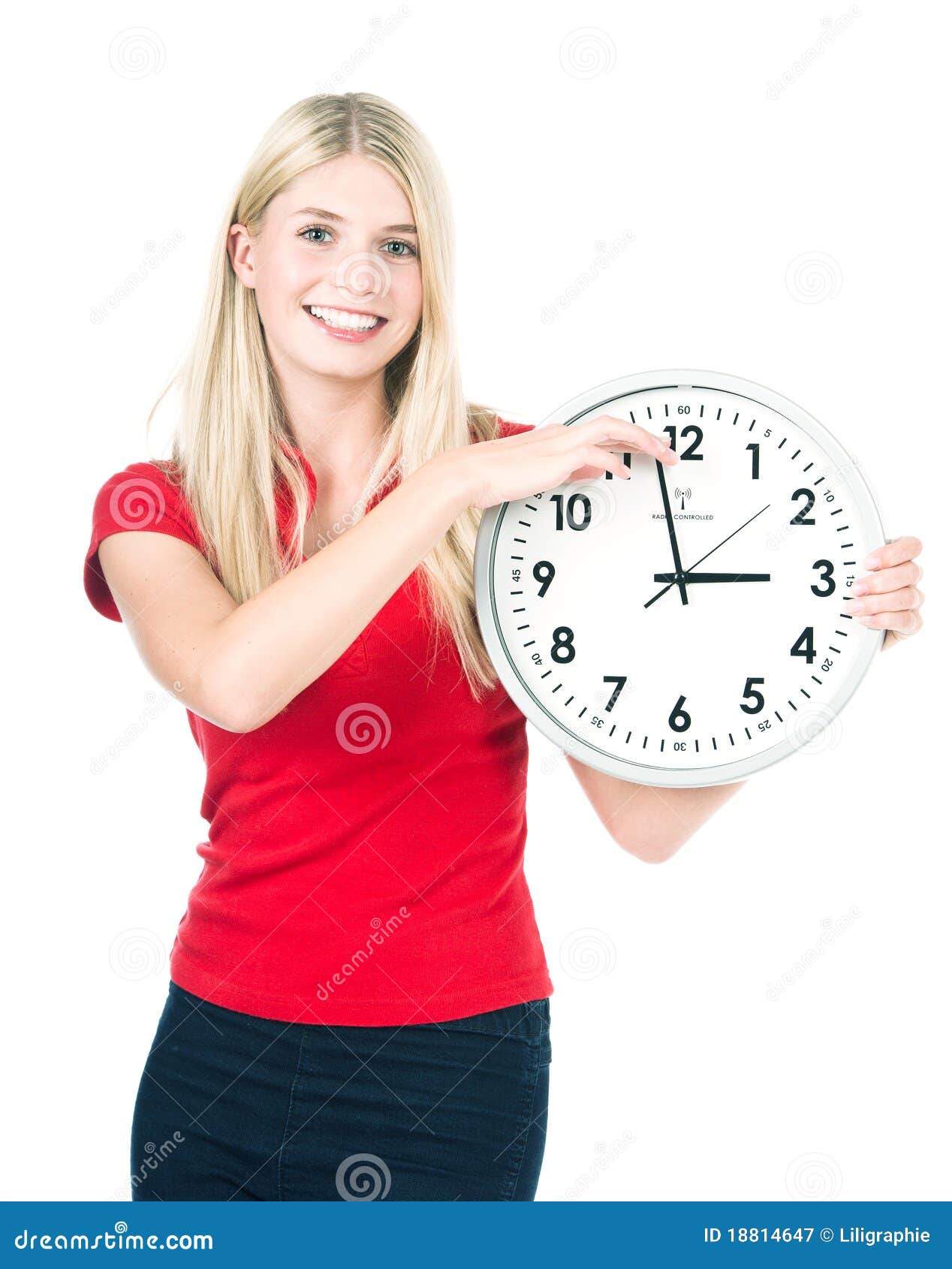 Young Beautiful Woman with the Clock Stock Image - Image of time ...