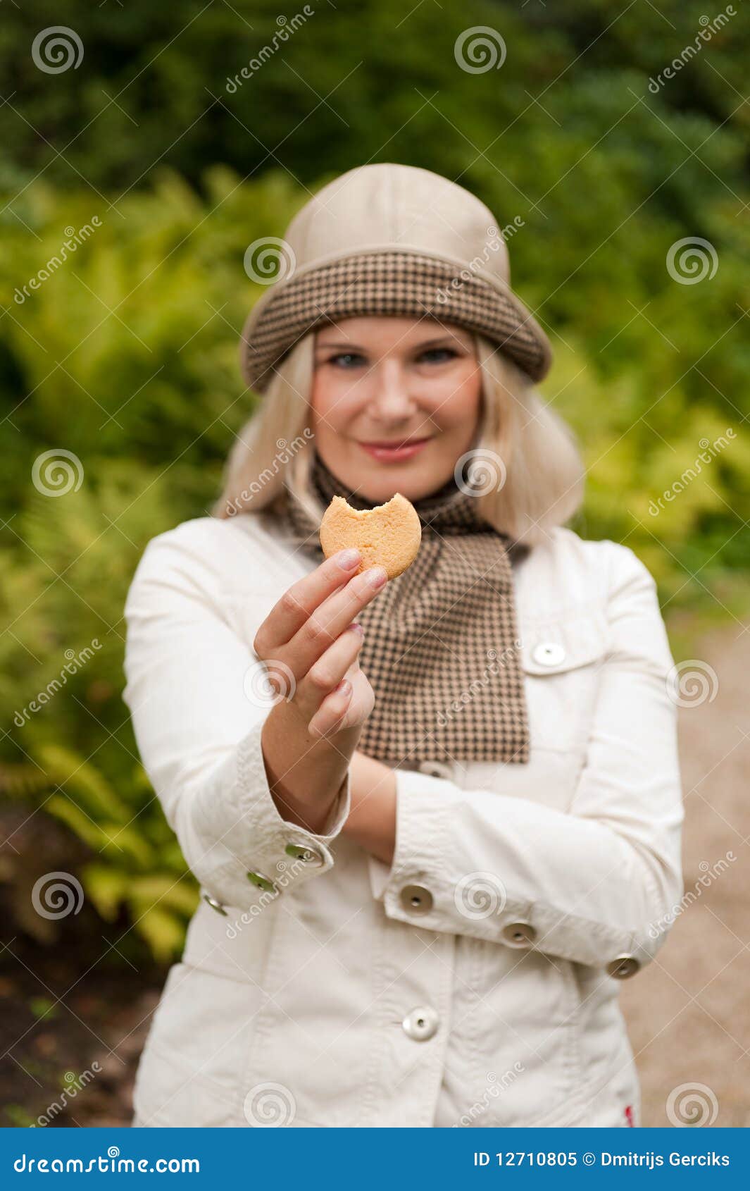 Young Beautiful Woman with Cookie Stock Image - Image of fashion, girl ...