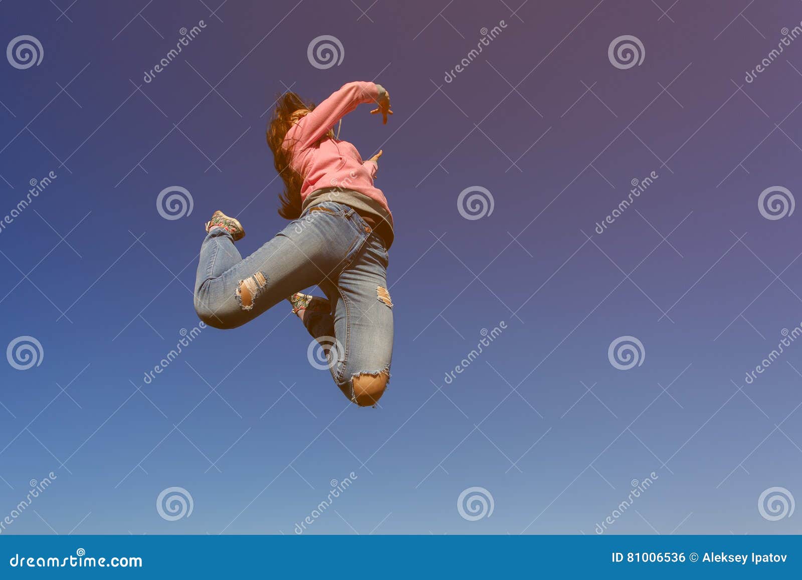 Young Beautiful Woman Dancer Jumping Stock Photo - Image of person ...