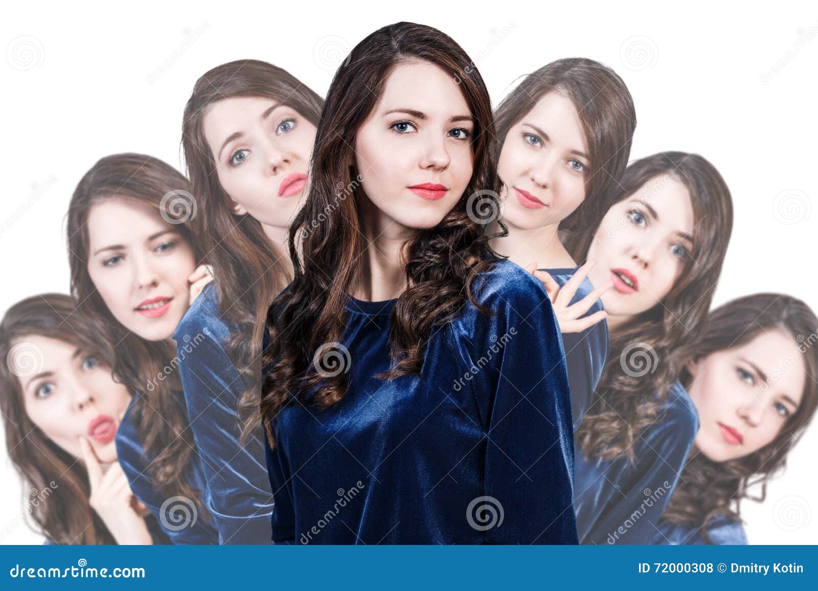 Young Beautiful Woman with Different Emotions Stock Photo - Image of ...
