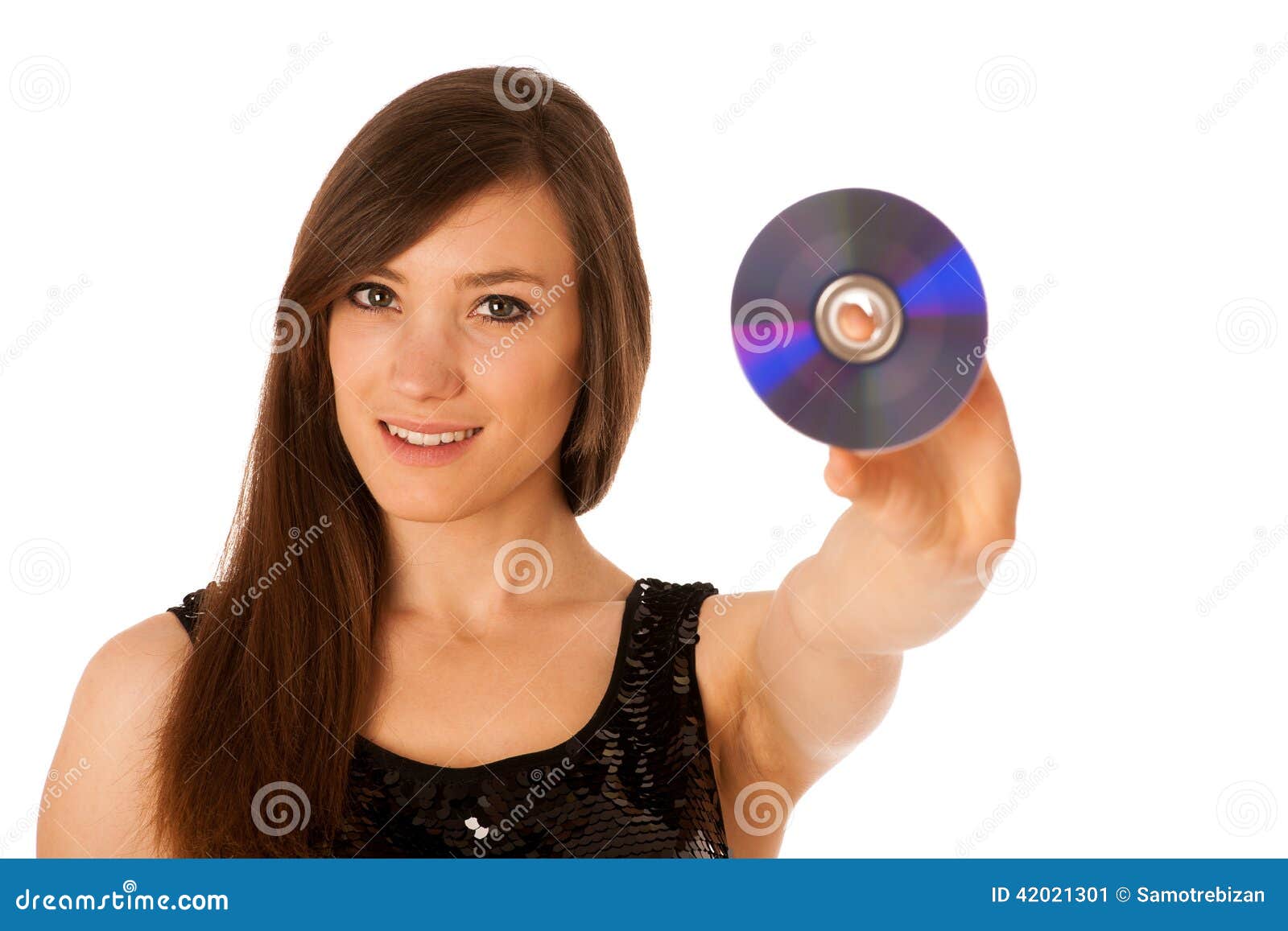 Young Beautiful Woman DJ with Cd in Her Hand Stock Image - Image of ...