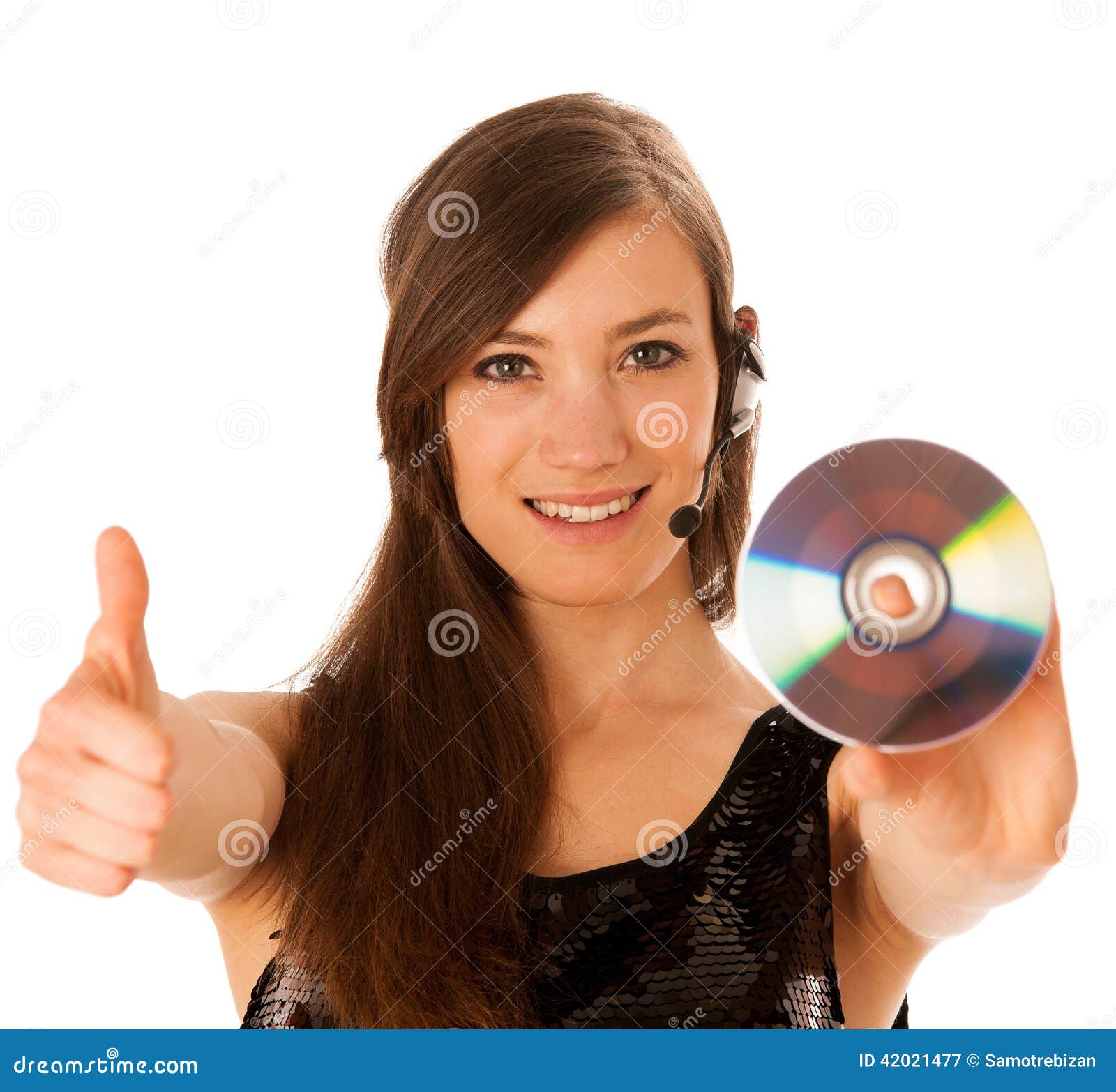 Young Beautiful Woman DJ with Cd in Her Hand Stock Image - Image of ...