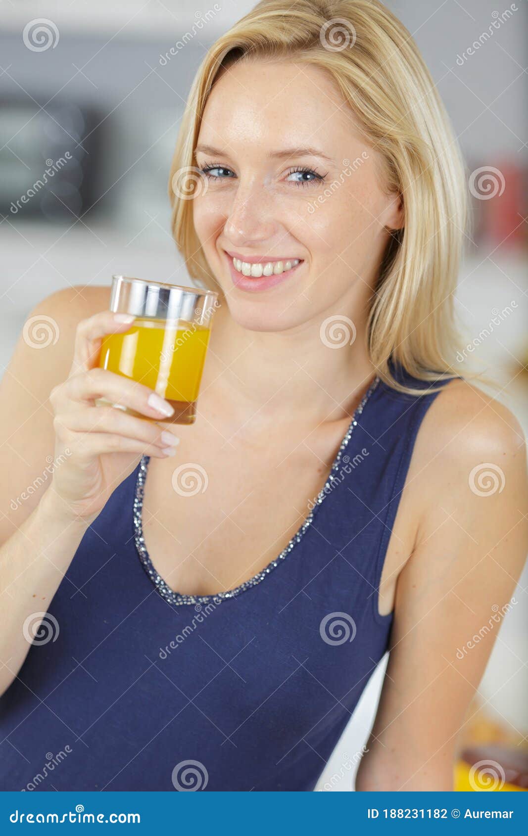 Young Beautiful Woman Drinking Juice Stock Photo - Image of fresh ...