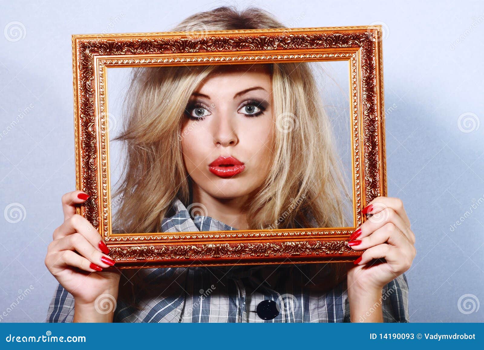 Young Beautiful Woman in a Frame Stock Image - Image of ladies, girl ...