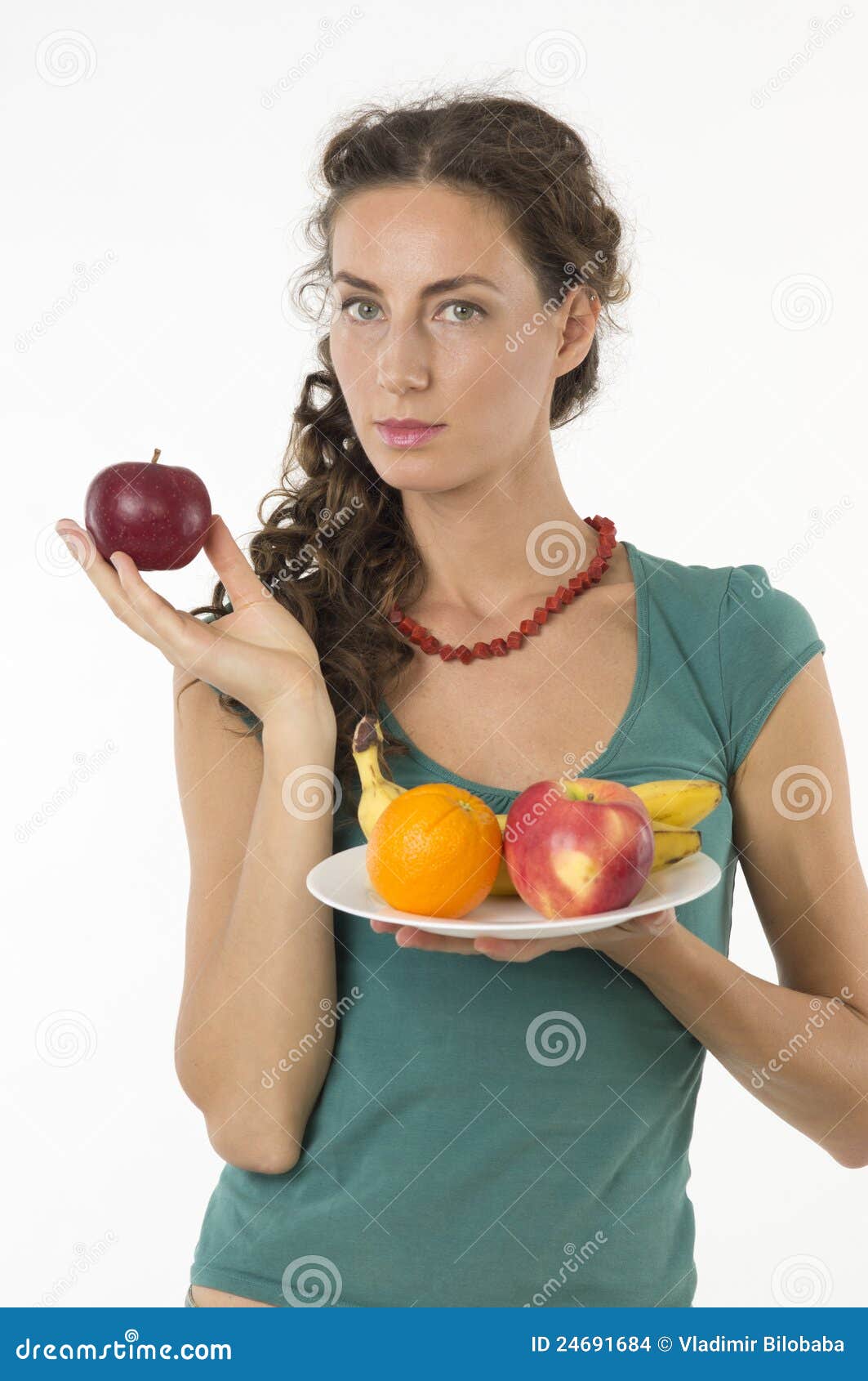 Young Beautiful Woman with Fruit in His Hands Stock Photo - Image of ...