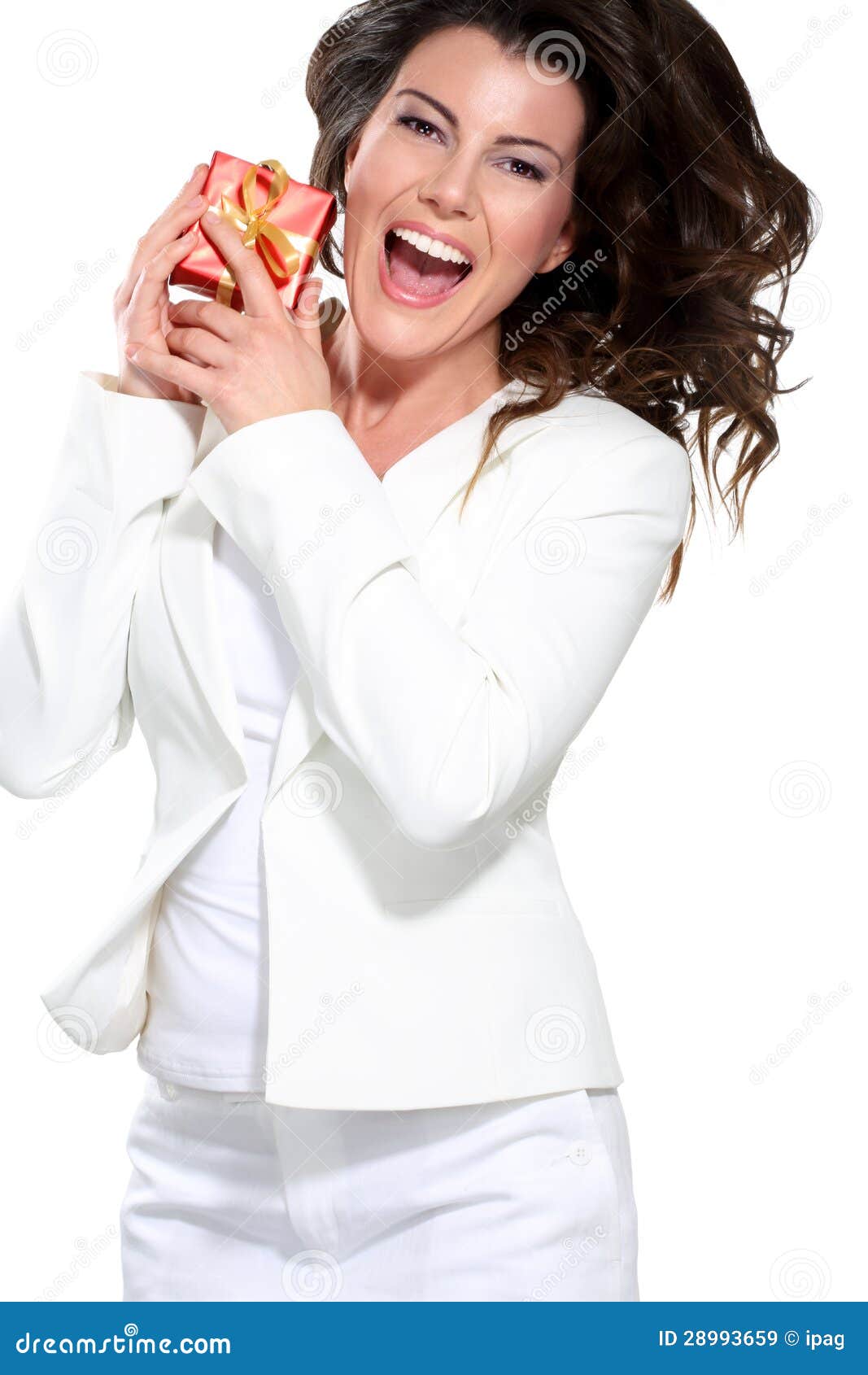 Young Beautiful Woman with a Gift Stock Image - Image of fashion ...