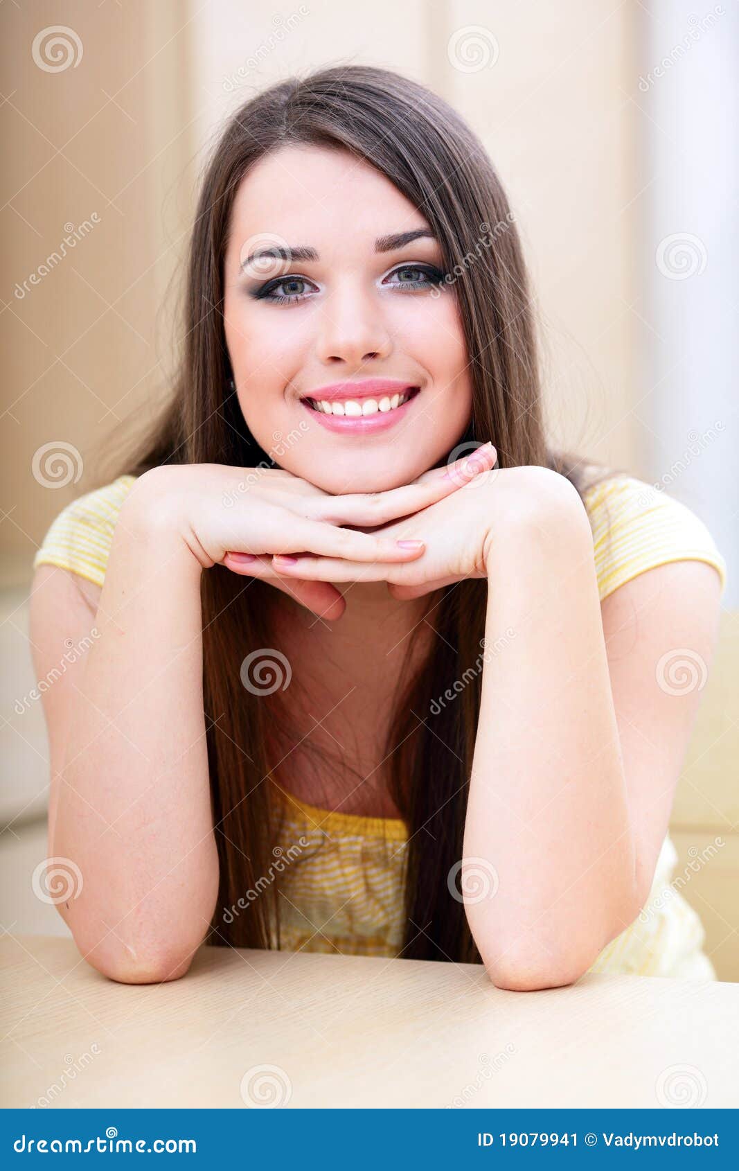 Young Beautiful Woman at Home Stock Image - Image of beautiful, happy ...