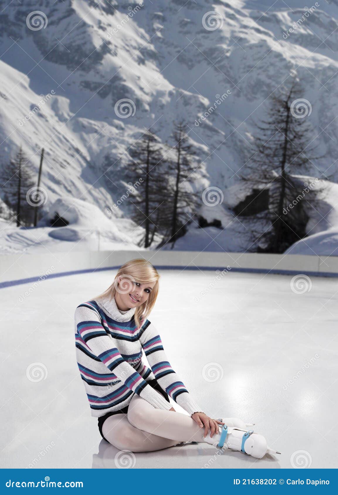 Young Beautiful Woman with Ice Skates Stock Photo - Image of hobby ...