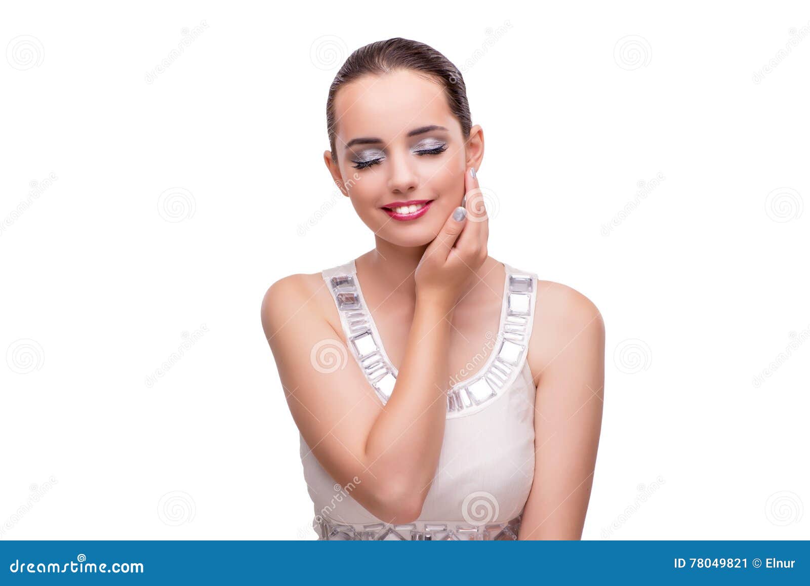 The Young Beautiful Woman Isolated on White Stock Image - Image of ...