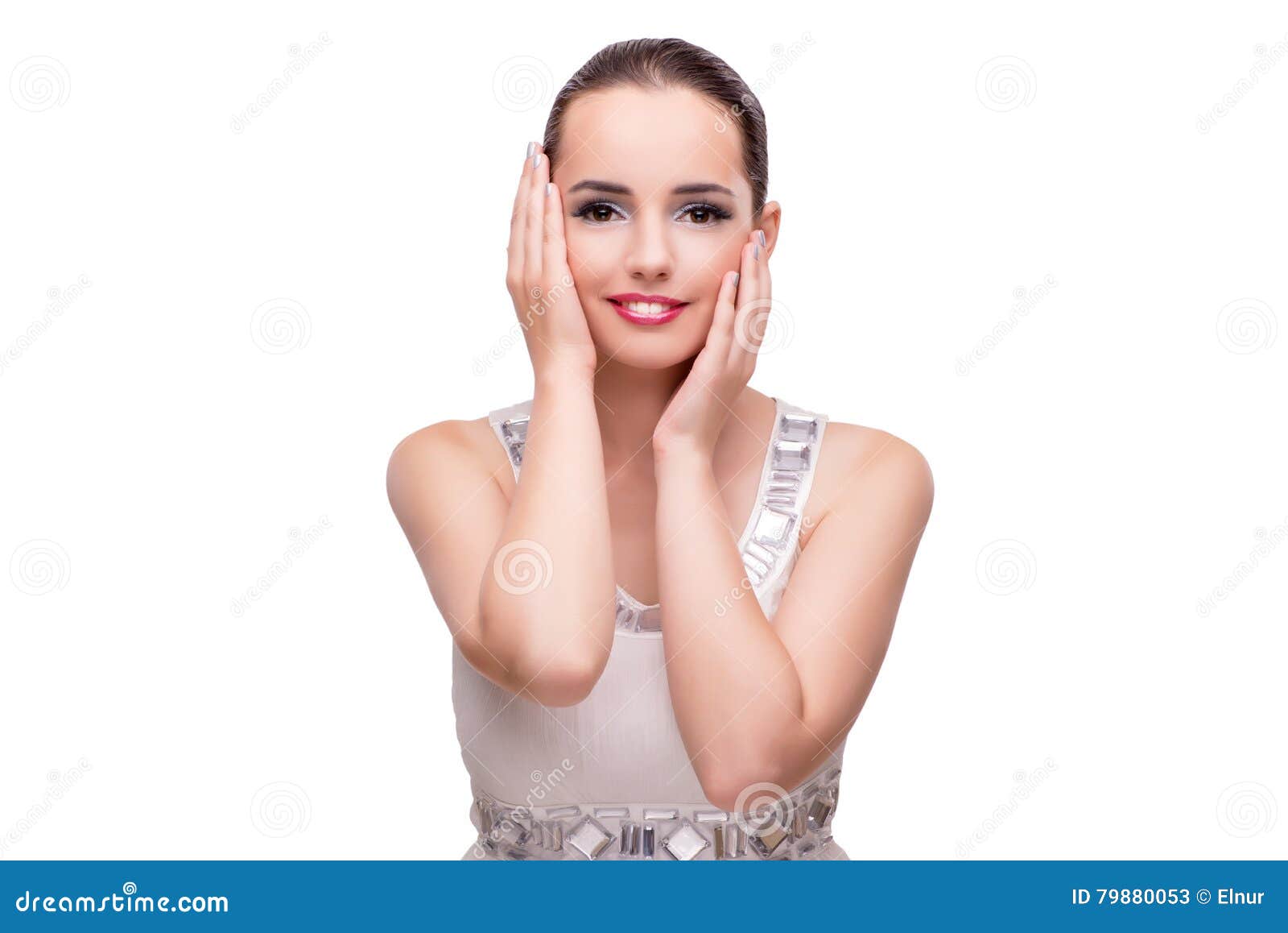 The Young Beautiful Woman Isolated on White Stock Image - Image of eyes ...