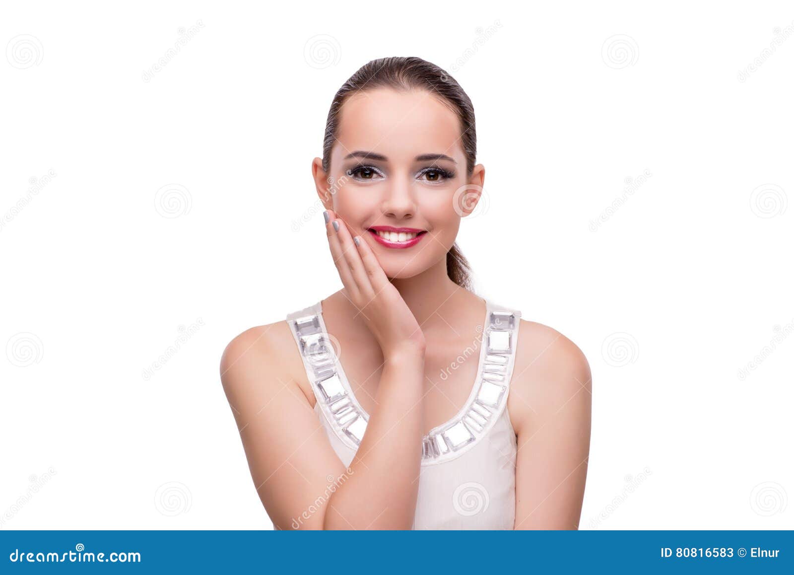 The Young Beautiful Woman Isolated on White Stock Image - Image of ...