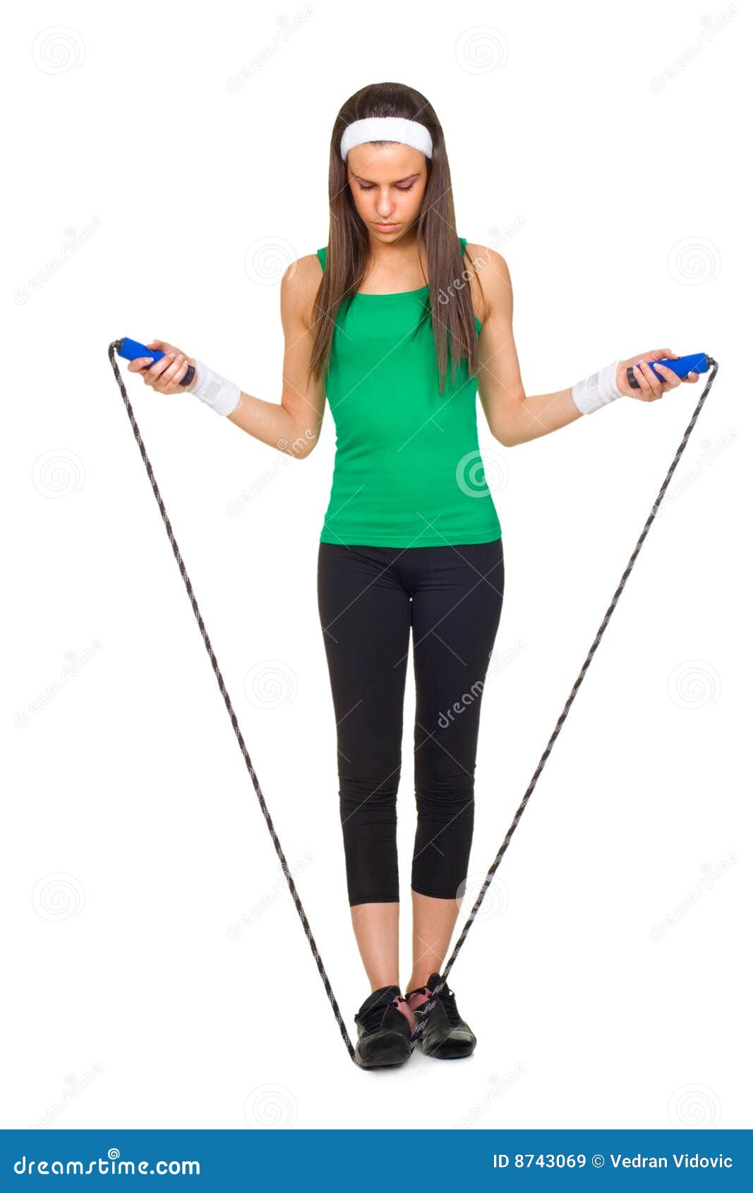 Young Beautiful Woman with Jump Rope Stock Image - Image of training ...