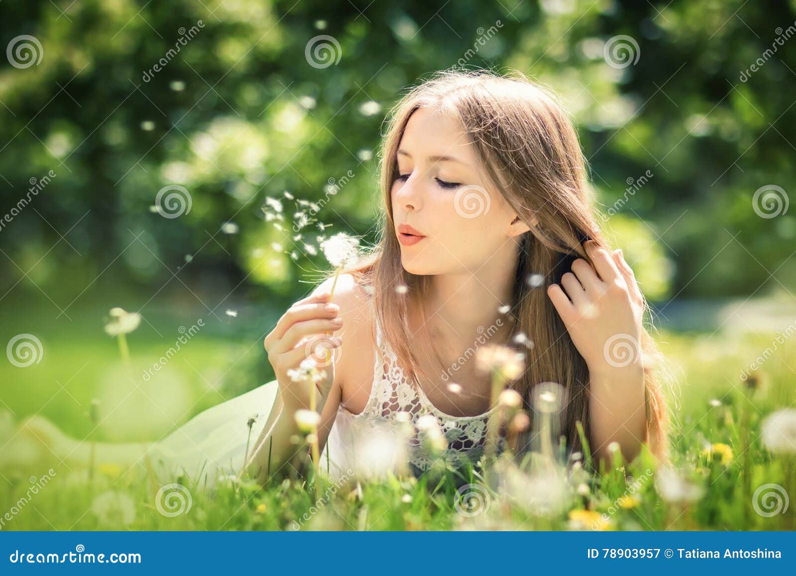 Young Beautiful Woman Lies On A Grass Stock Image Image Of Caucasian