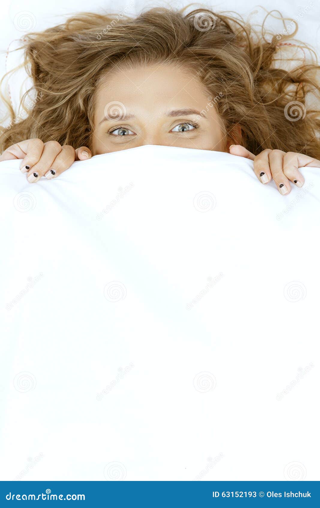 Young Beautiful Woman Lying in Bed Under Blanket Stock Image - Image of ...