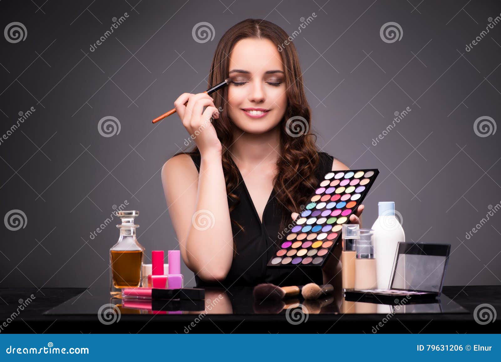 The Young Beautiful Woman during Make-up Session Stock Photo - Image of ...
