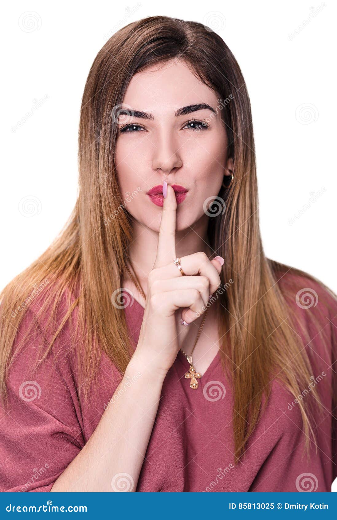 Young Beautiful Woman Making Silence Gesture. Stock Image - Image of ...
