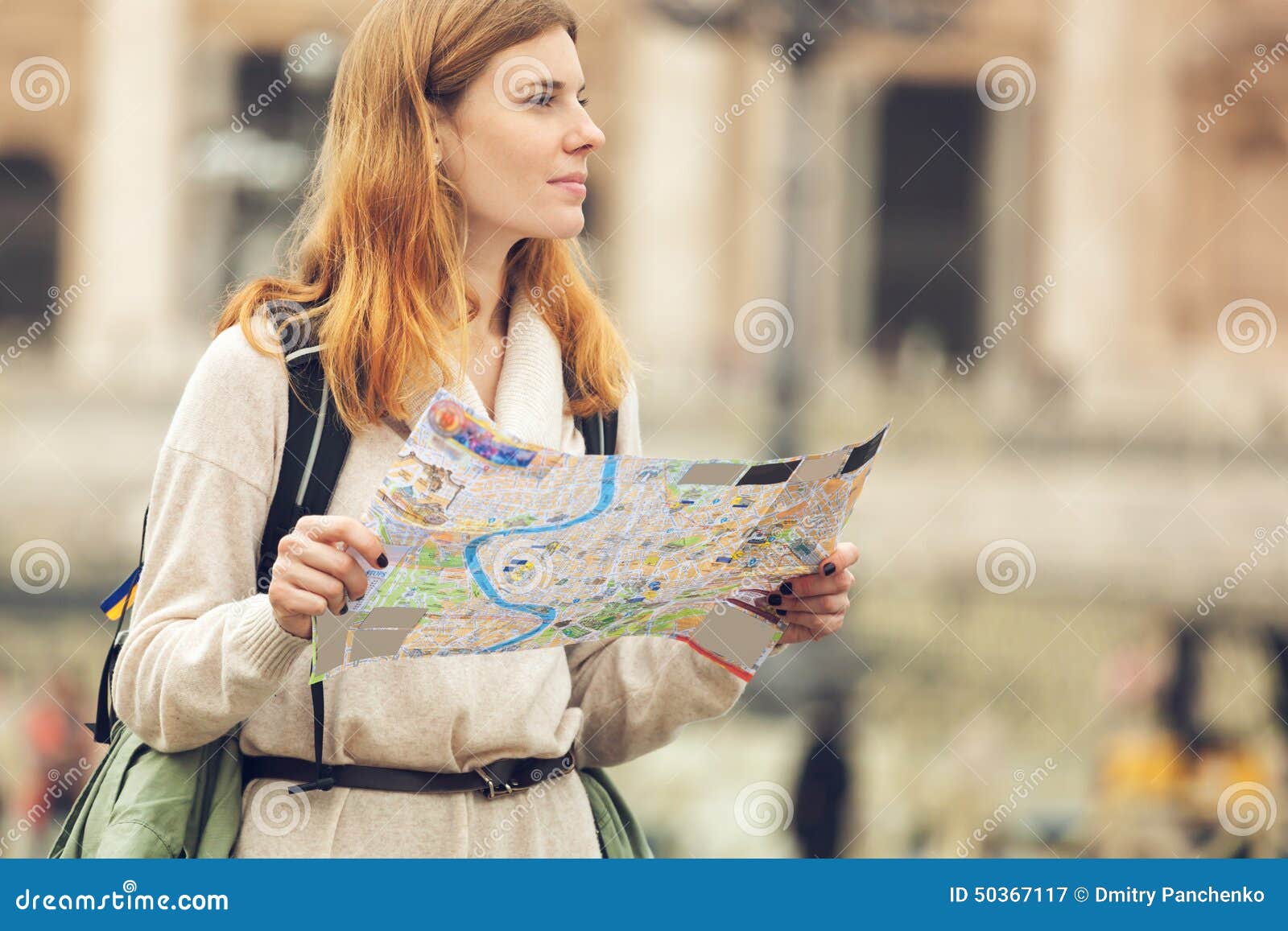 Young Beautiful Woman with Map. Stock Image - Image of city, lifestyle ...