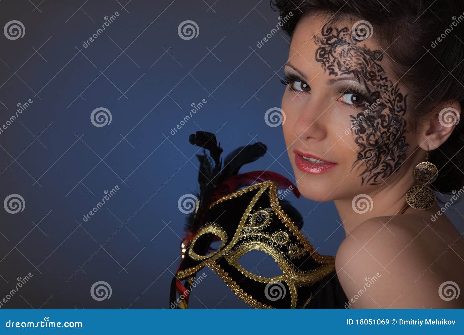 Young Beautiful Woman with Mask. Stock Image - Image of fantasy, event ...