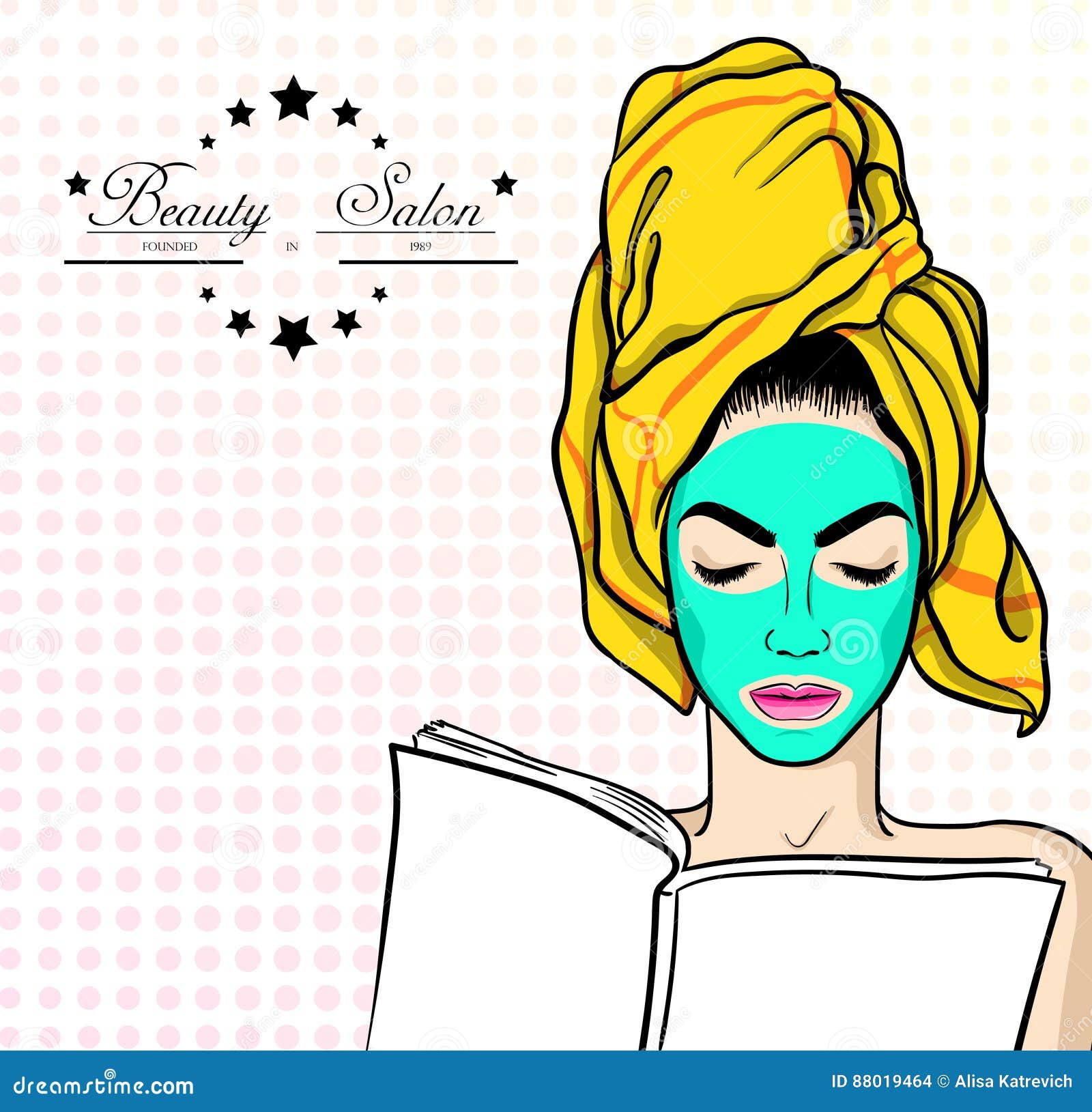 Young Beautiful Woman with Mask on Face. Vector Stock Vector ...