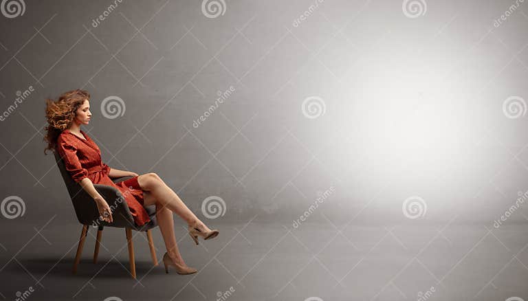 Elegant Woman Modeling in an Empty Studio Stock Image - Image of play ...