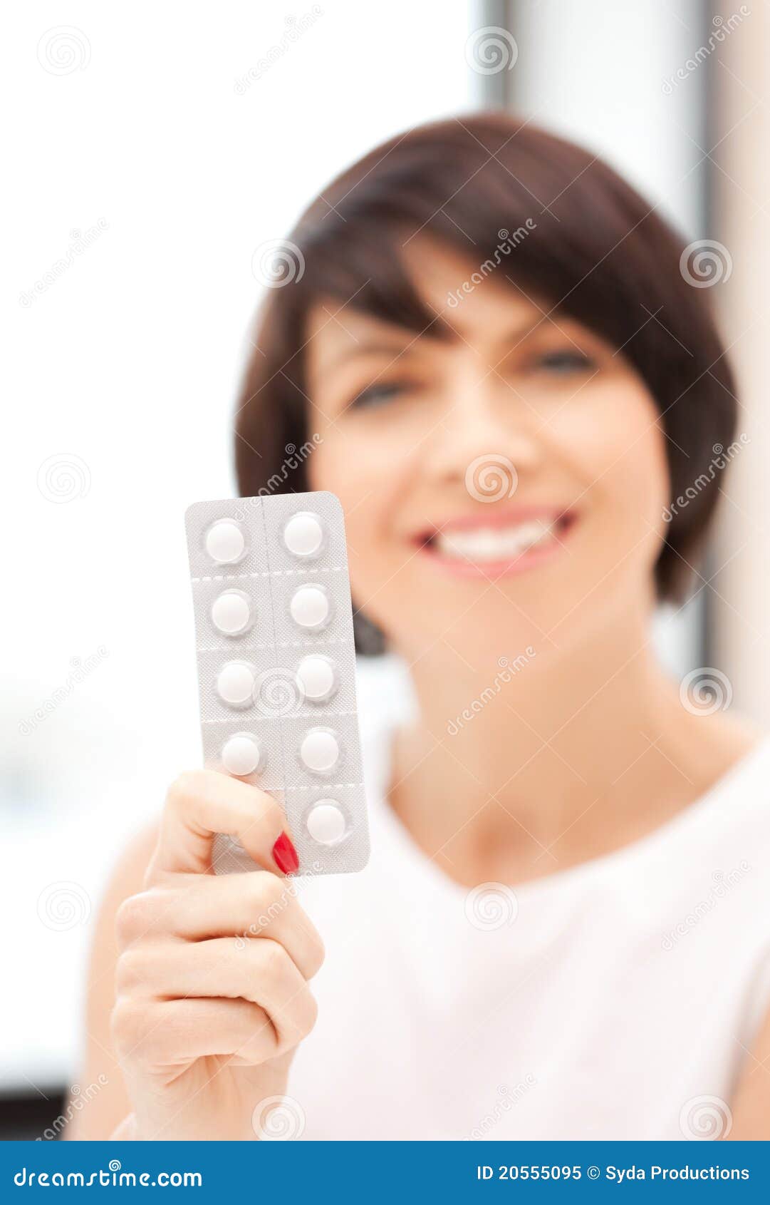 Young Beautiful Woman with Pills Stock Image - Image of human, heal ...