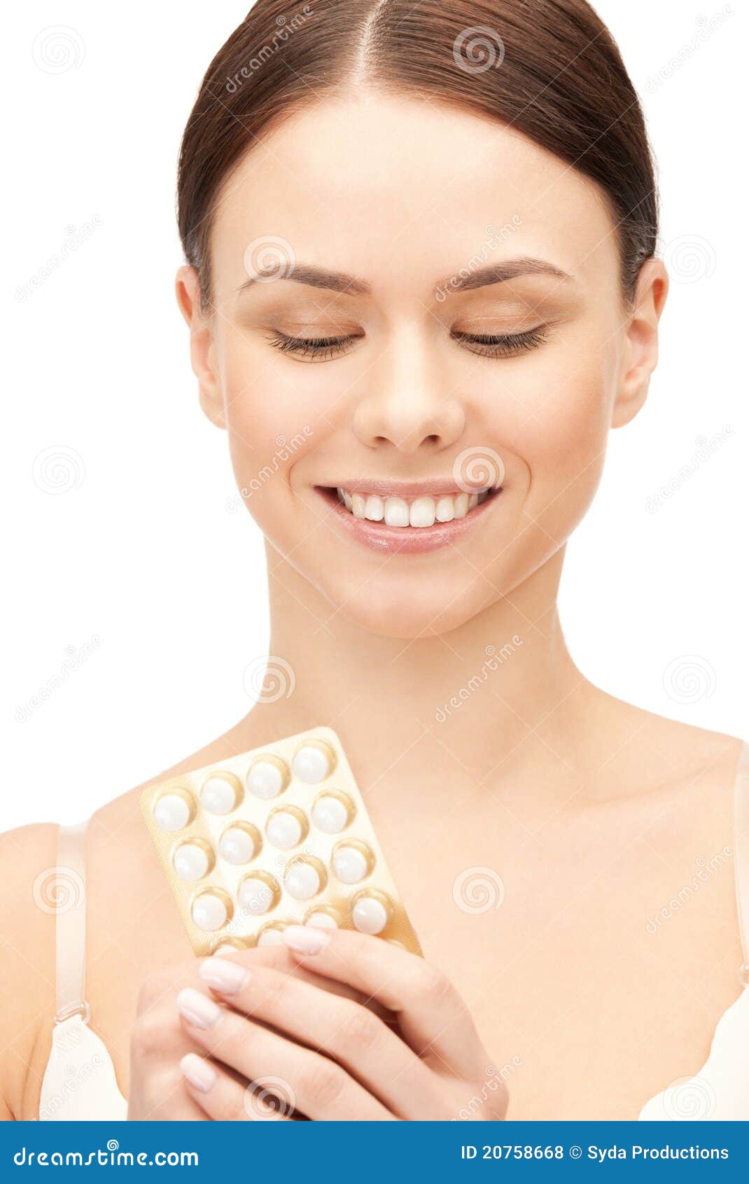 Young Beautiful Woman with Pills Stock Photo - Image of medicare ...