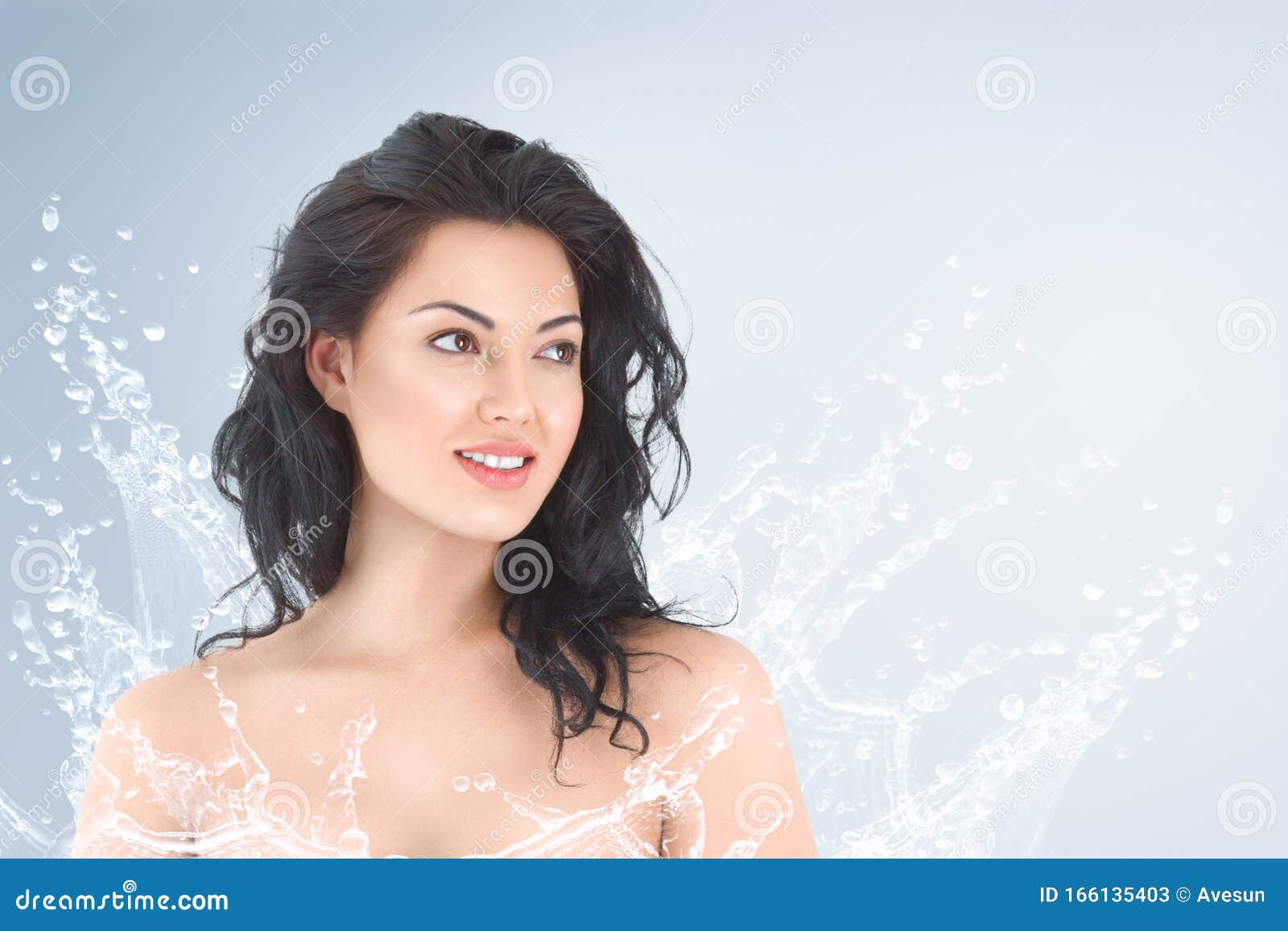 Young Beautiful Woman Portrait With Water Splash Stock Image Image Of