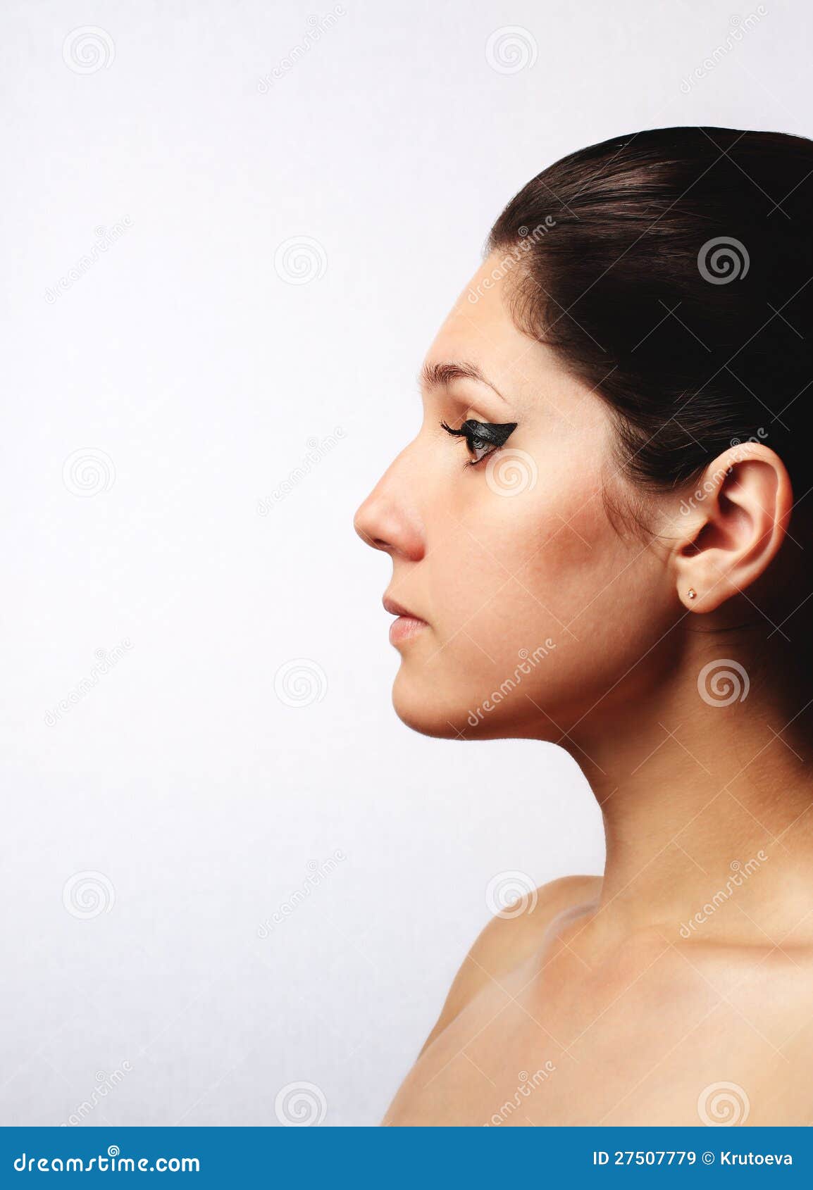 Young Beautiful Woman in Profile Stock Image - Image of young, people ...