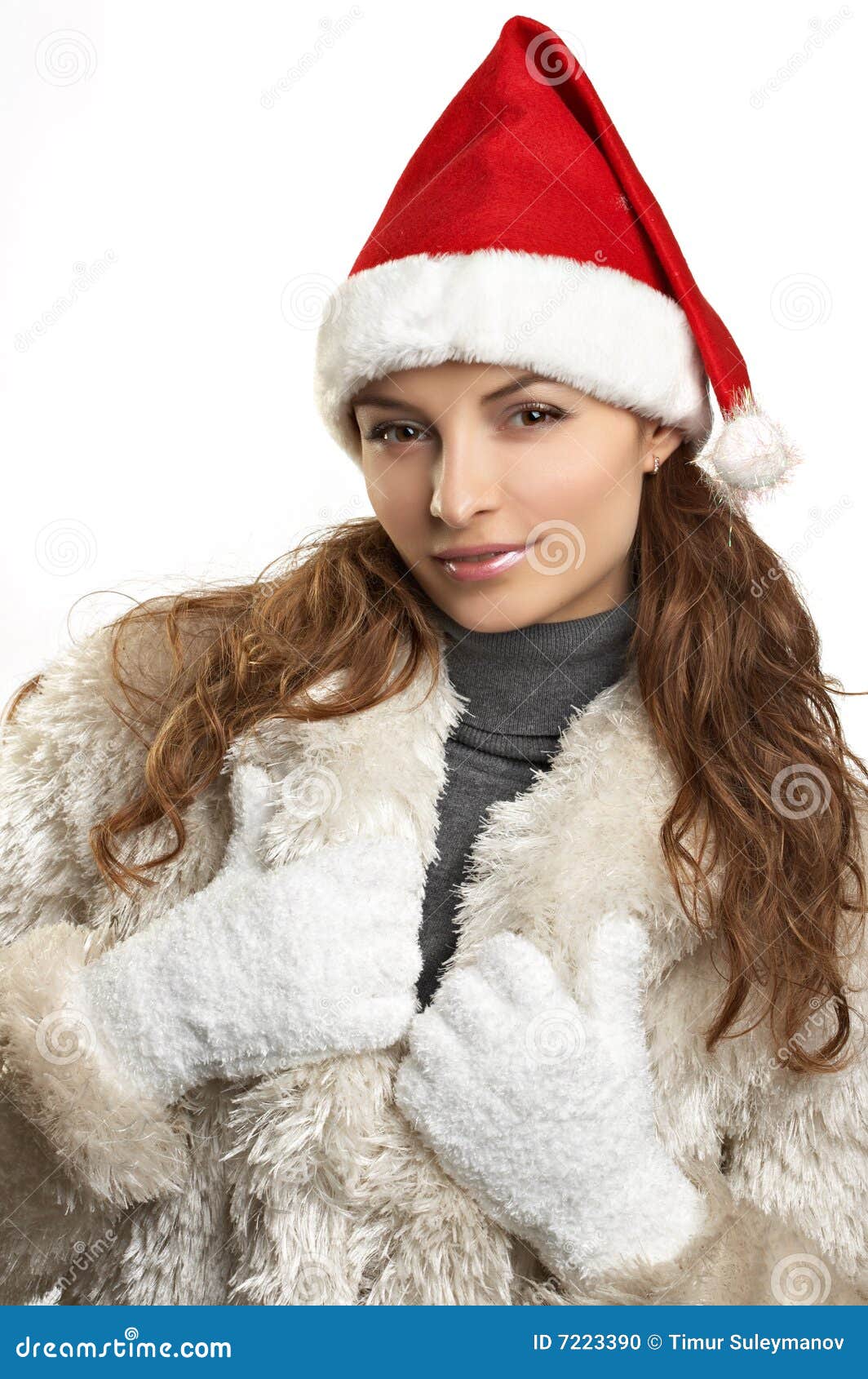 Young Beautiful Woman in Red Hat Stock Photo - Image of holiday, happy ...