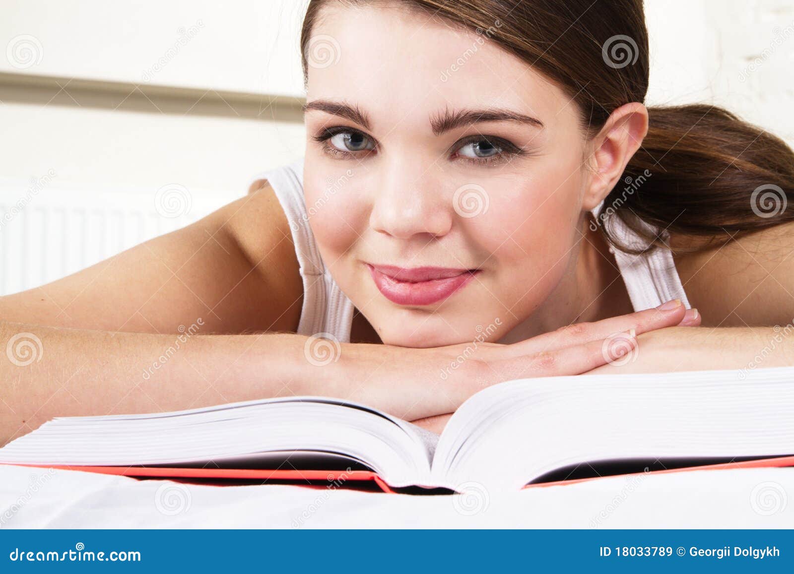Young Beautiful Woman Relaxing with a Book Stock Image - Image of cute ...