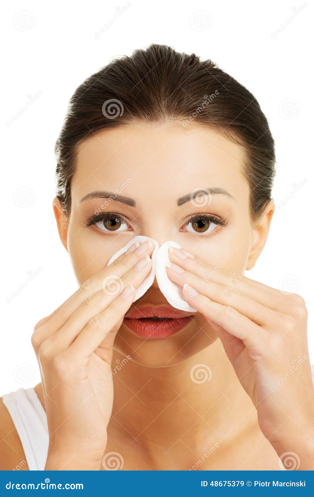 Young Beautiful Woman Removing Make Up Stock Image - Image of shot ...