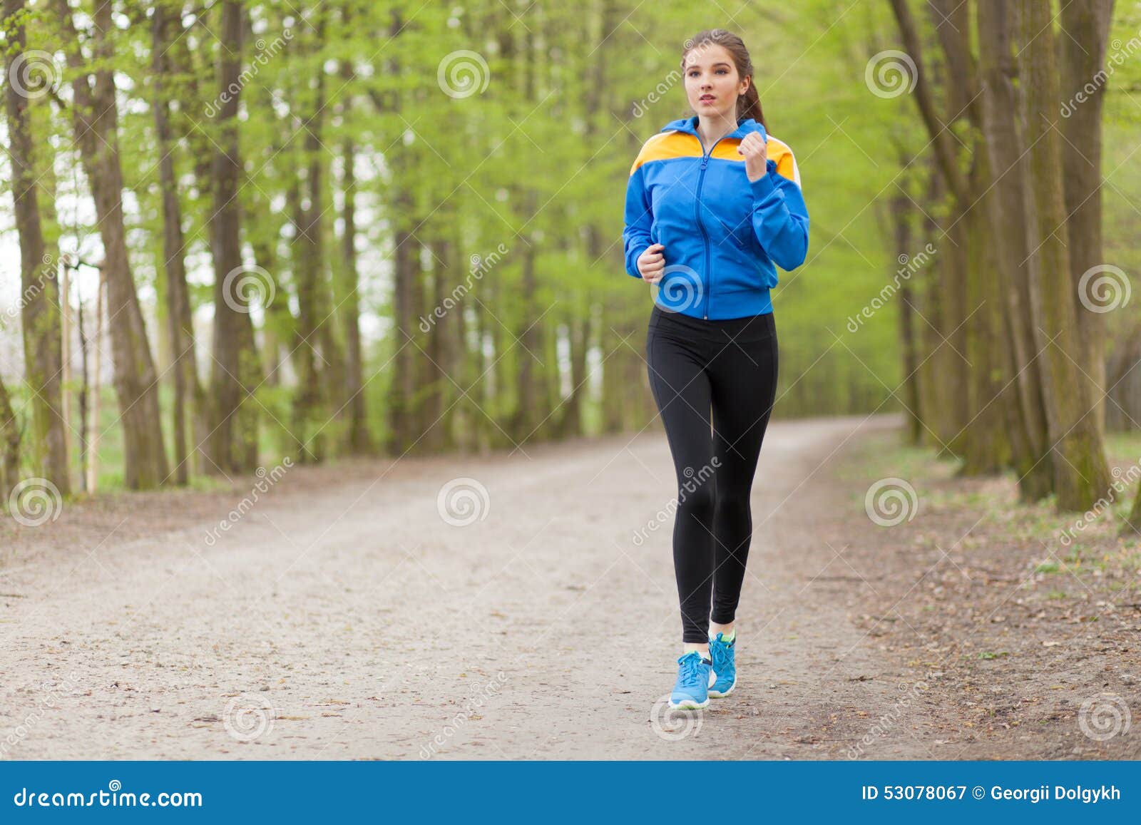 Young Beautiful Woman Running on a Trail Stock Image - Image of outside ...