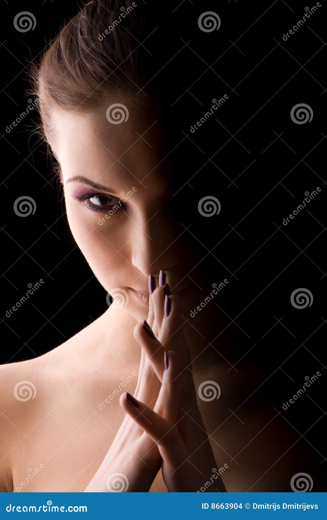 Young Beautiful Woman S Dramatic Light Portrait Stock Photo - Image of ...