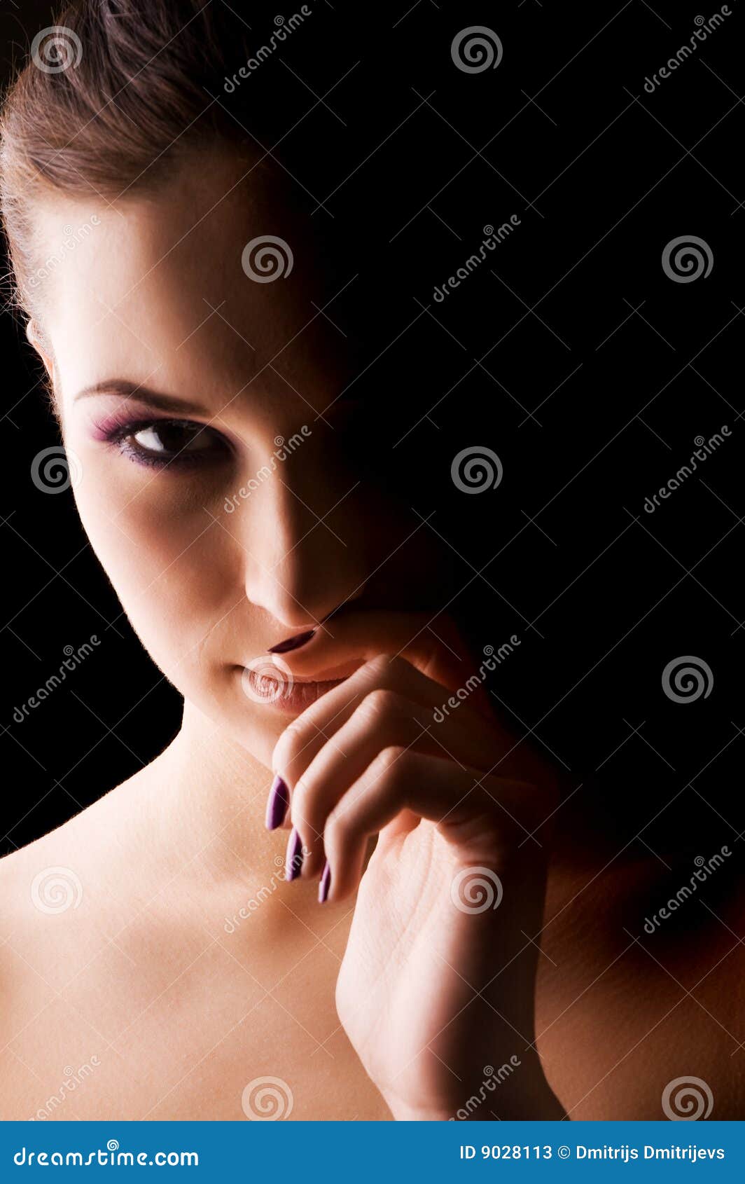Young Beautiful Woman S Dramatic Light Portrait Stock Image - Image of ...