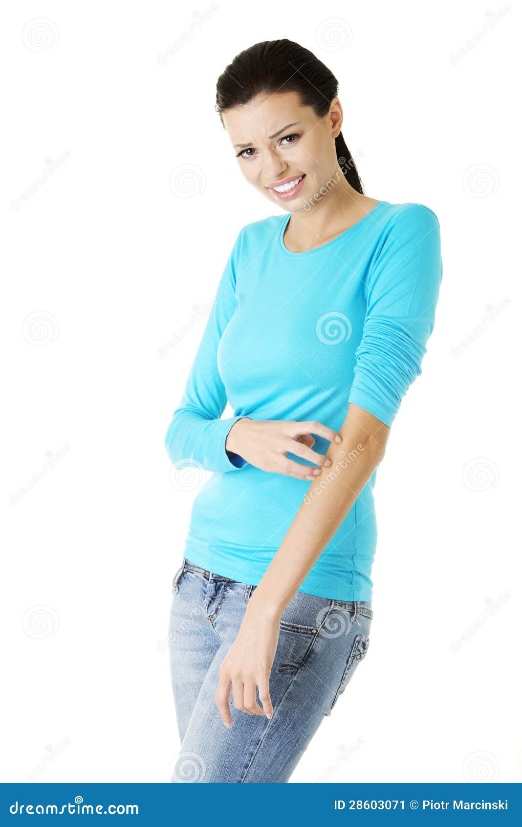 Young Beautiful Woman Scratching Her Self. Stock Image - Image of ...