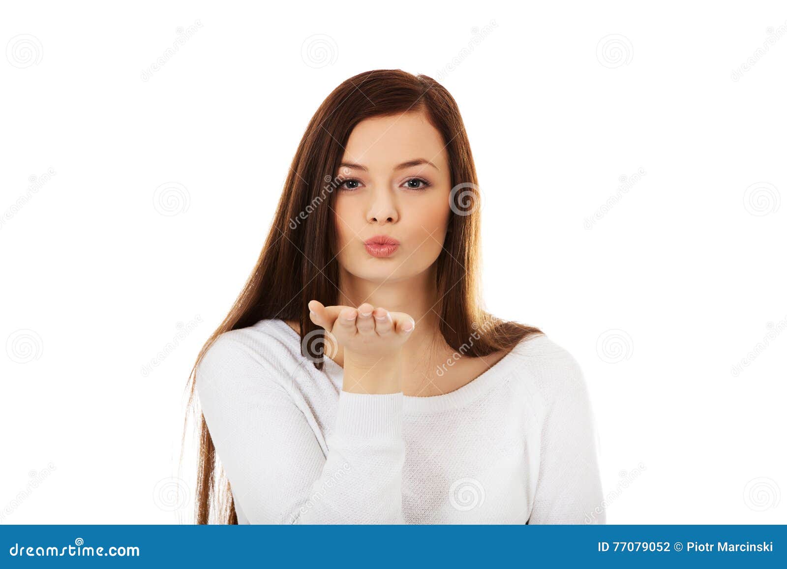 Young Beautiful Woman Sending a Kiss Stock Photo - Image of happy ...