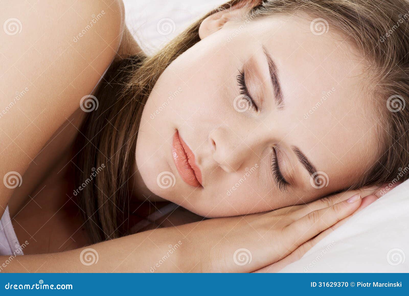 Young Beautiful Woman Sleeping Stock Photo - Image of calm, lifestyle ...
