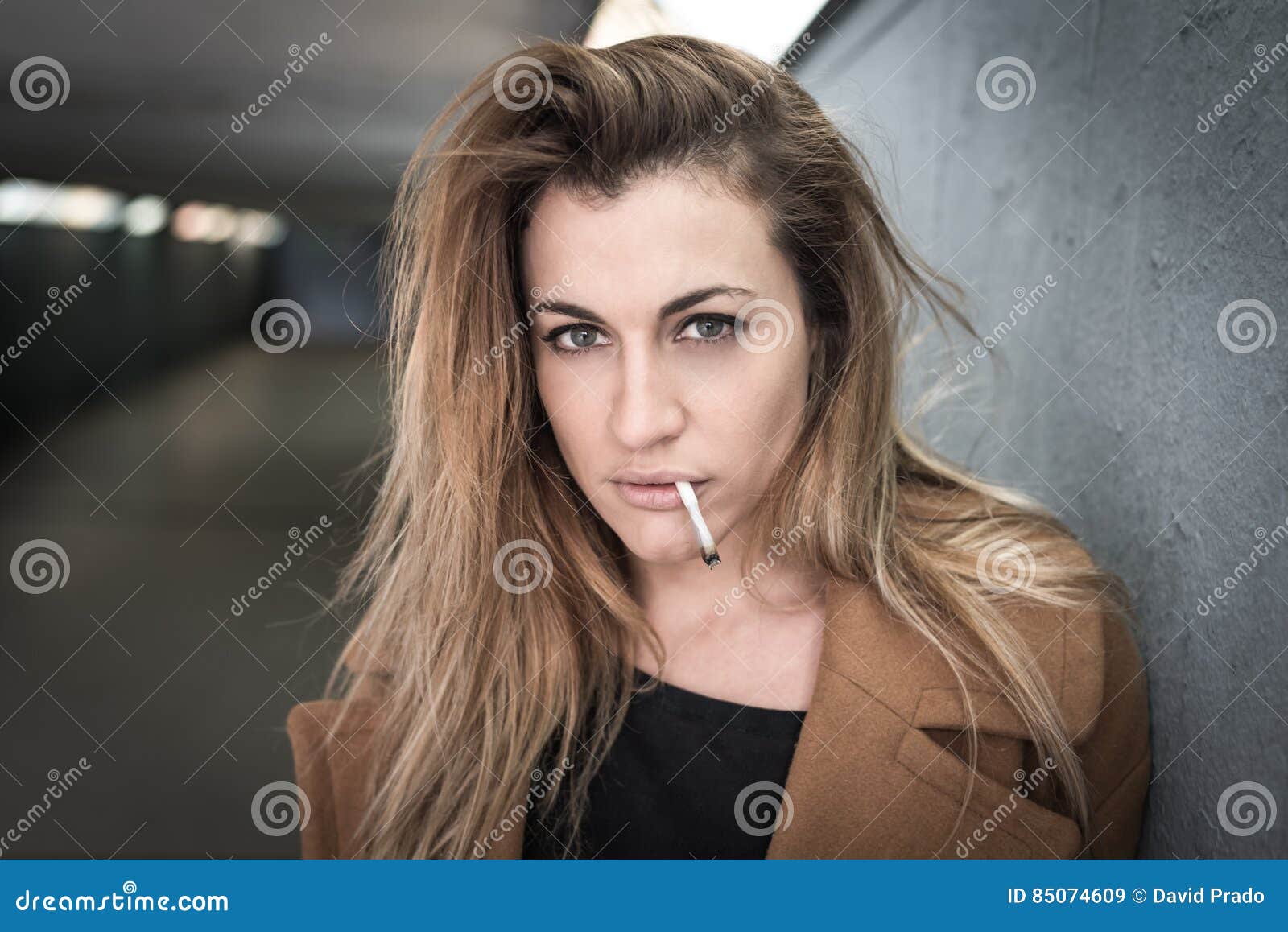 Young Beautiful Woman Smoking Cigarette Stock Image - Image of smoking ...