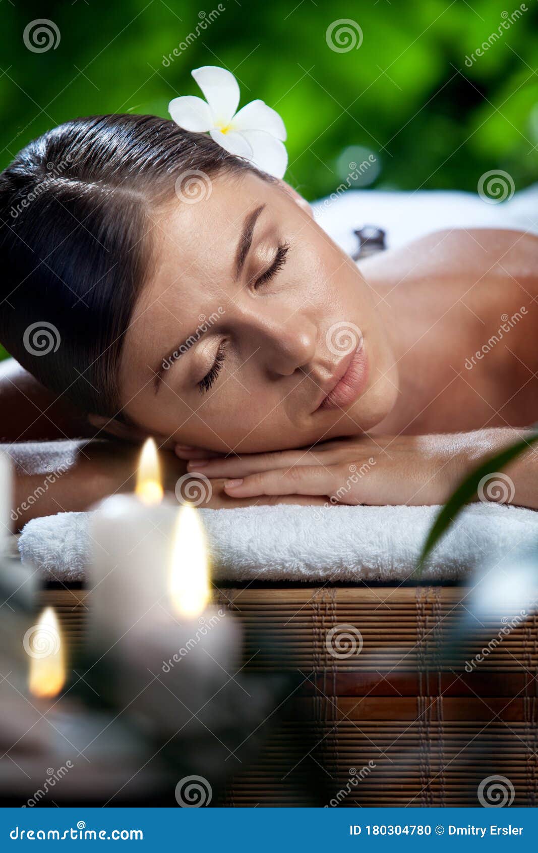 Young Beautiful Woman in Spa Environment. Stock Photo - Image of relax ...