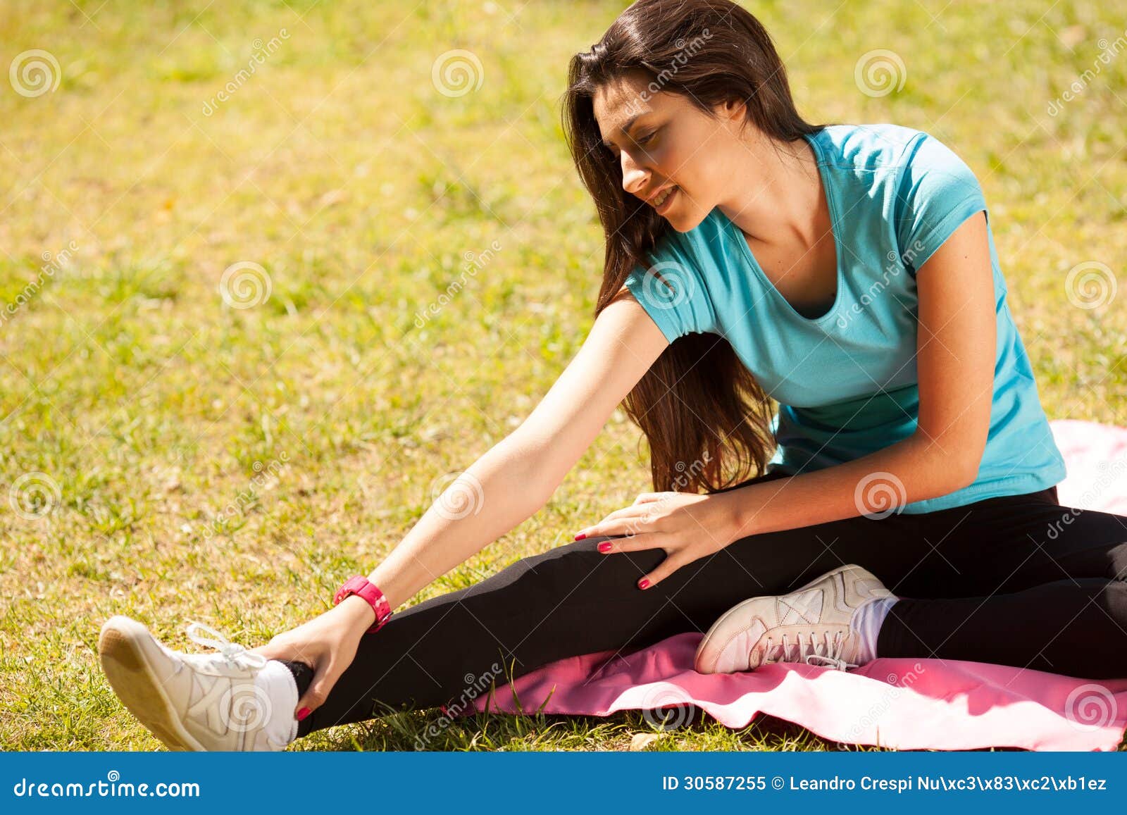 Young Beautiful Woman Stretching after Sport Stock Image - Image of ...